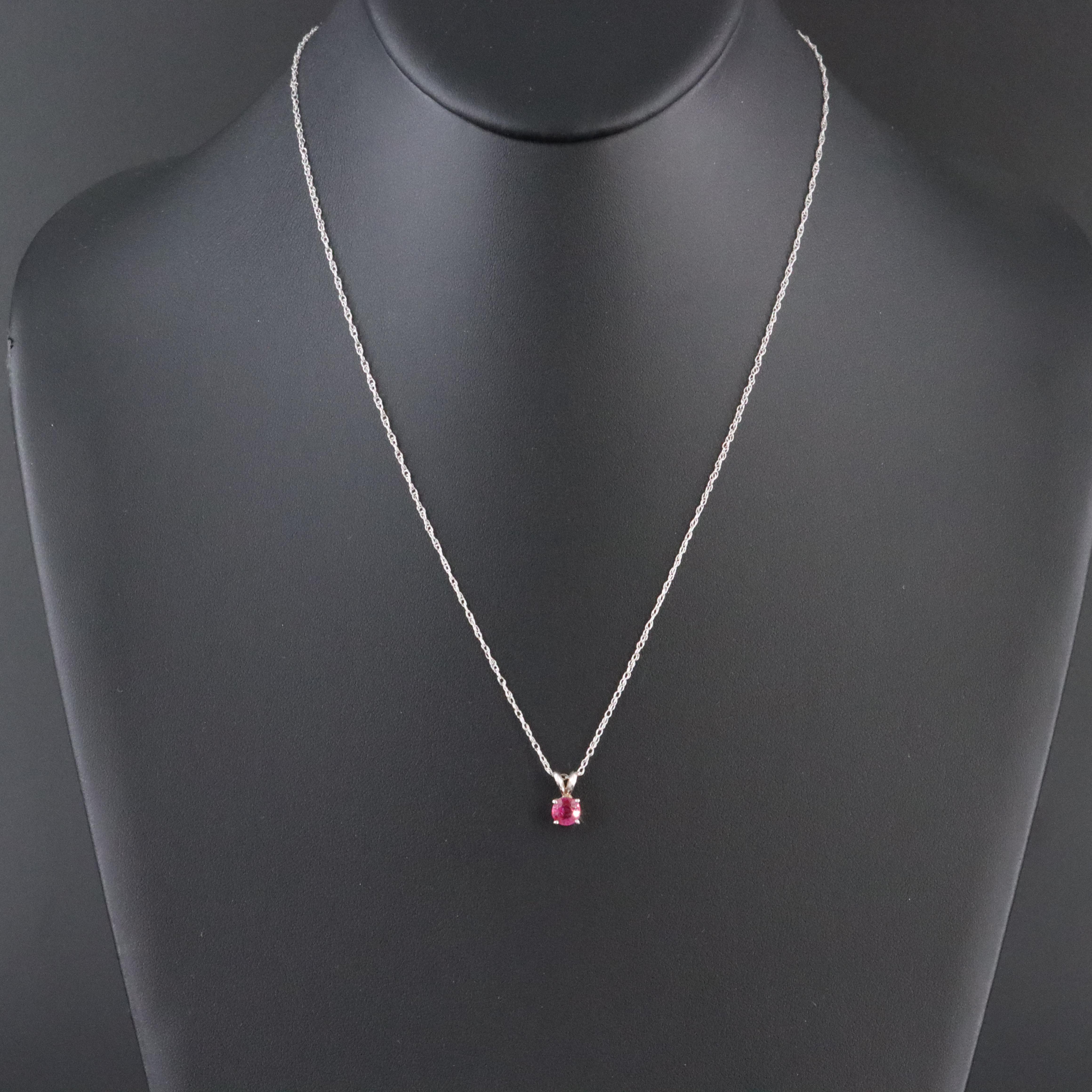 Platinum Ruby Pendant with 14K Chain | EBTH