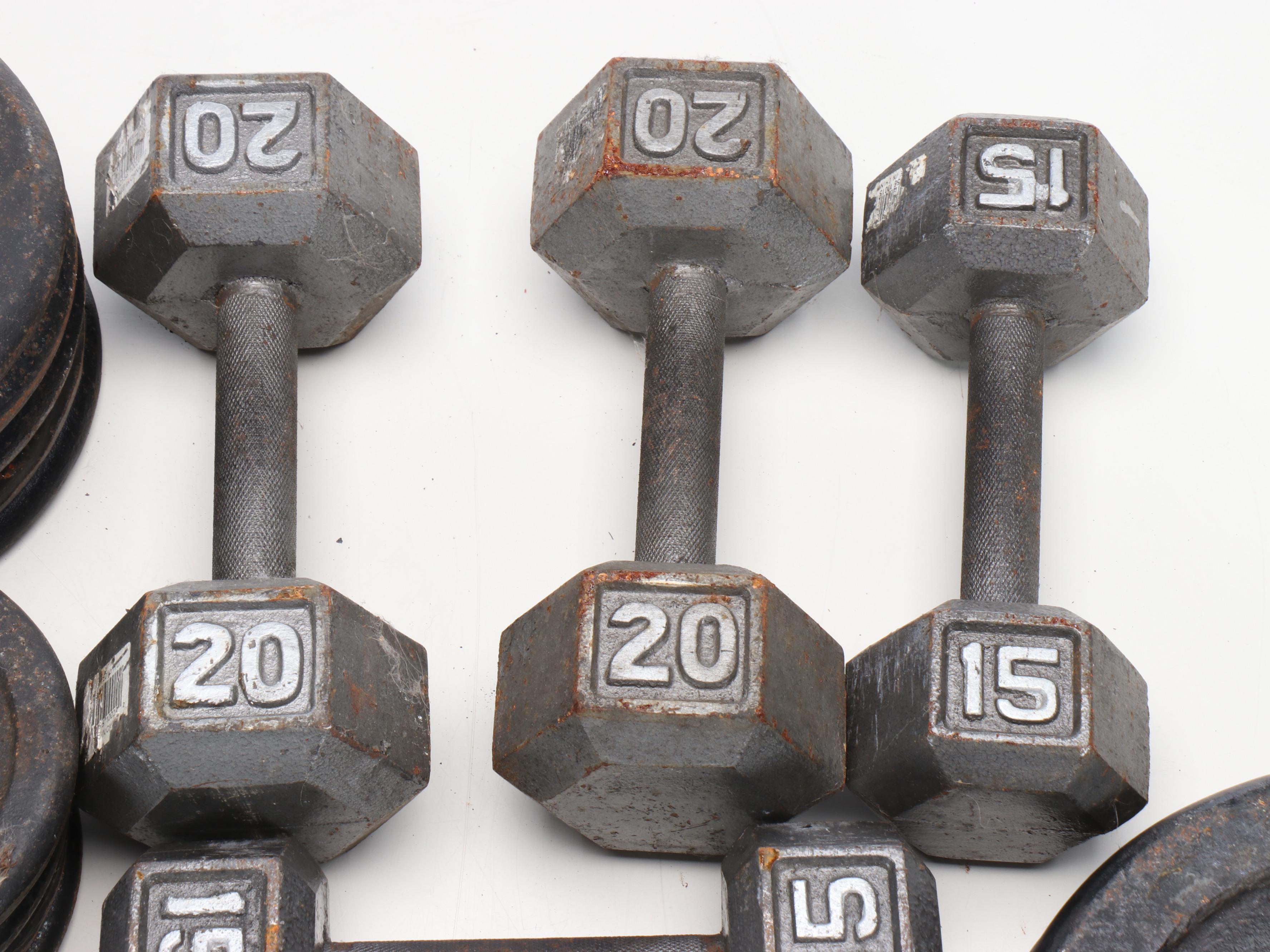 Weider with Other Cast Iron Barbells, Weight Plates and Plastic Crates ...