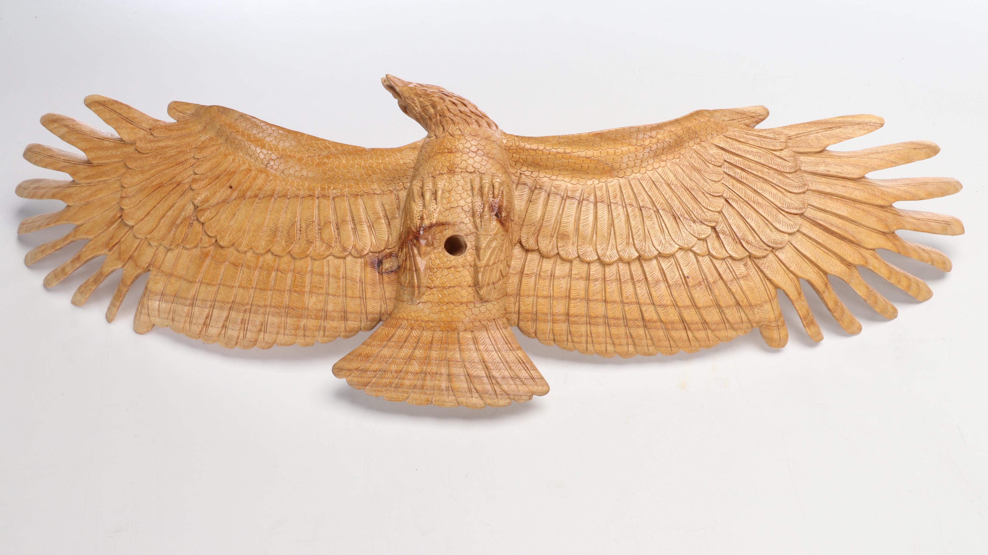 Hand-Carved Wood Eagle on Sycamore Tree Root Base | EBTH
