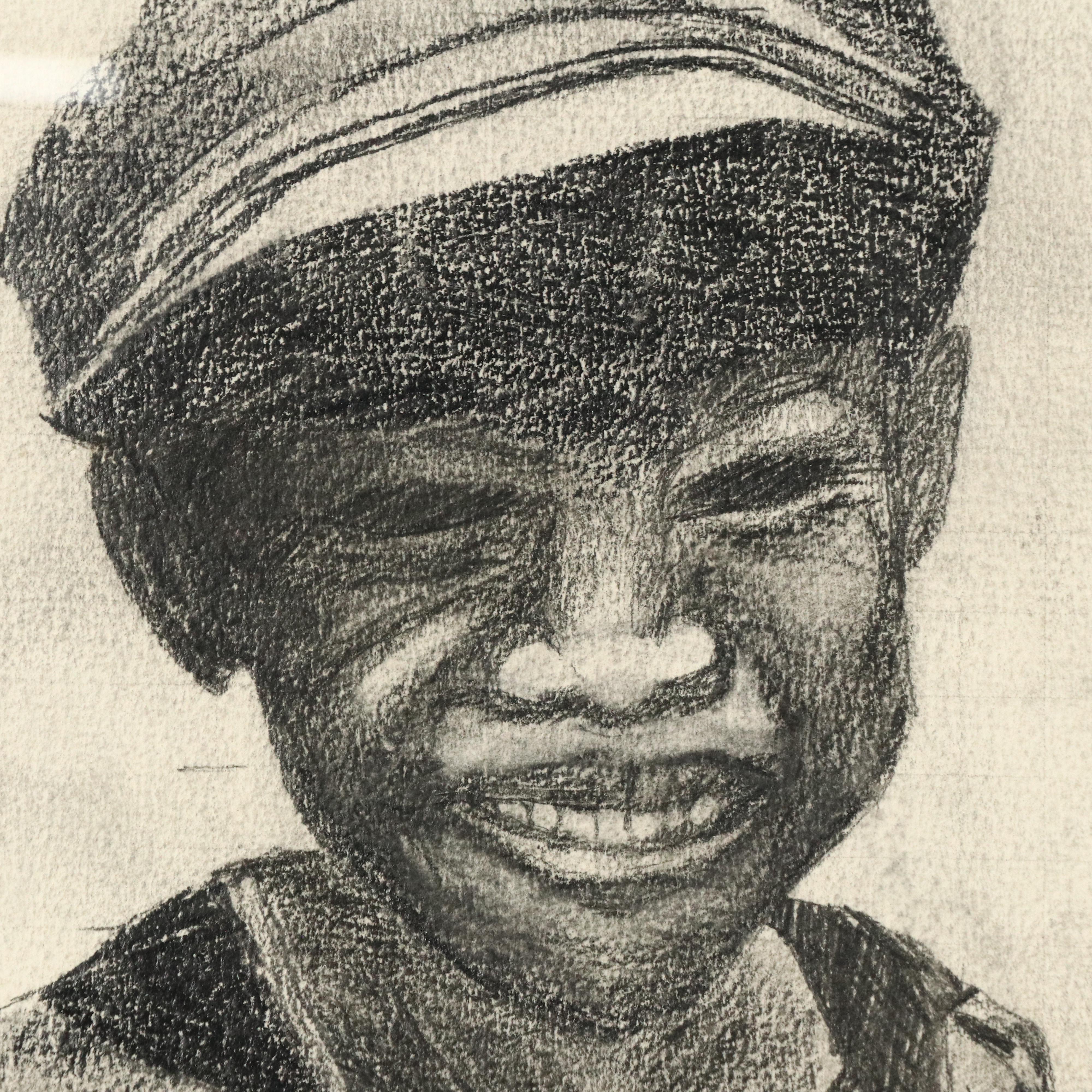 Portrait Graphite Drawing of Two Young Boys | EBTH