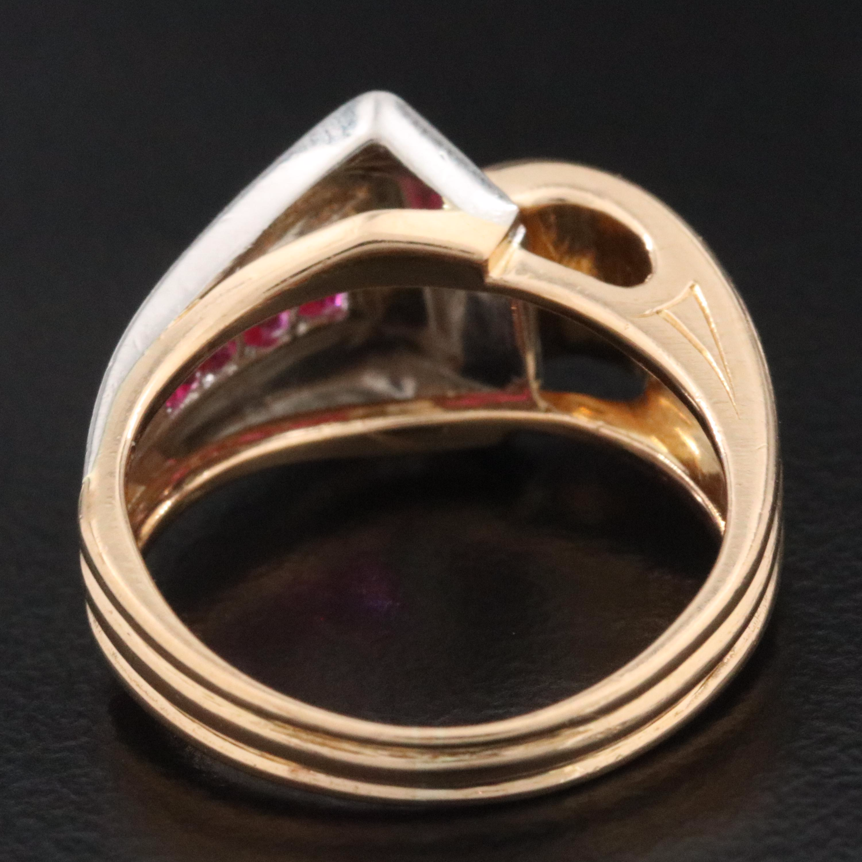 Retro 18K Ruby Interlocking Ring with Platinum Top | EBTH