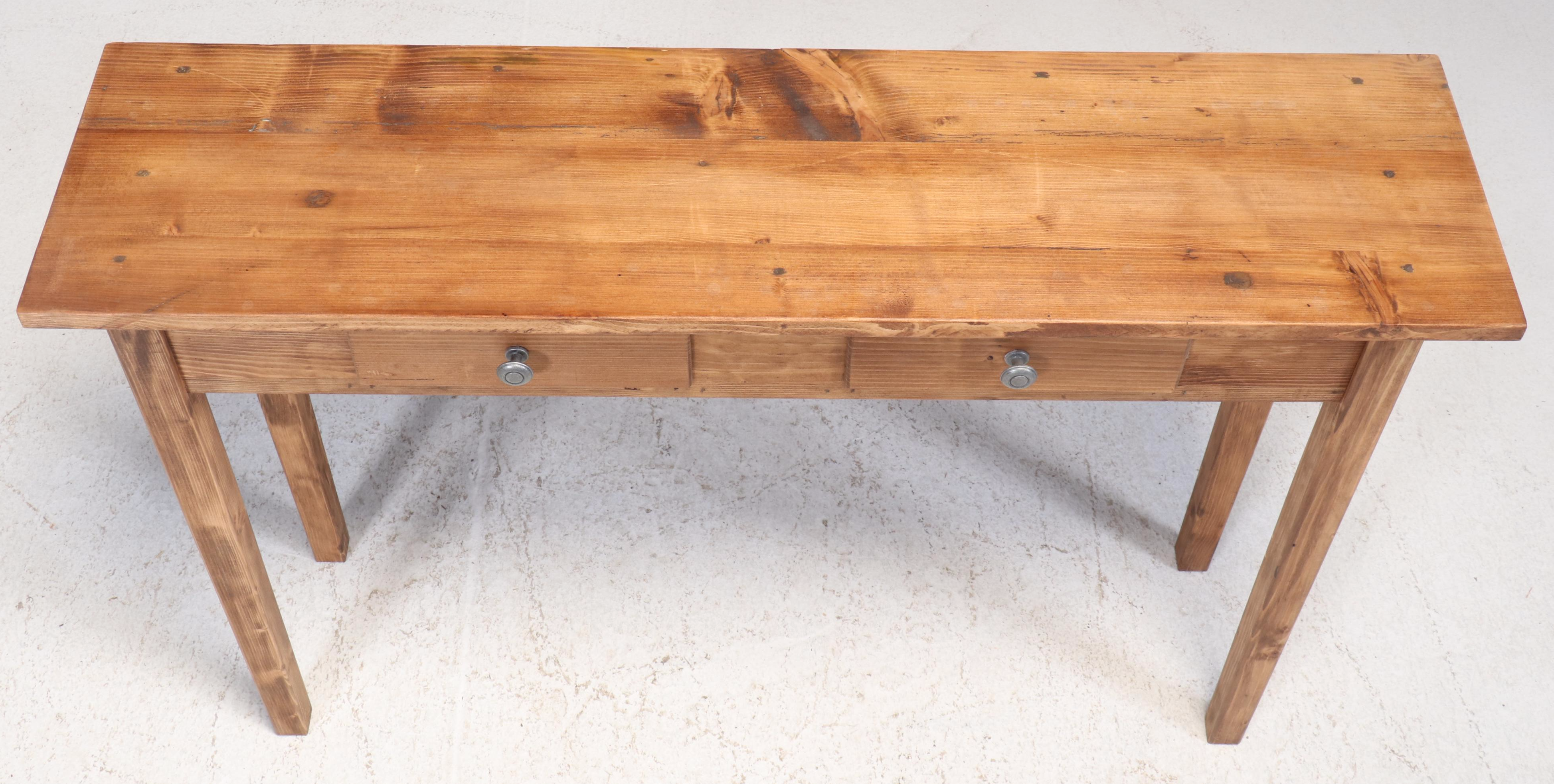 Rustic Style Pine Two-Drawer Console Table | EBTH