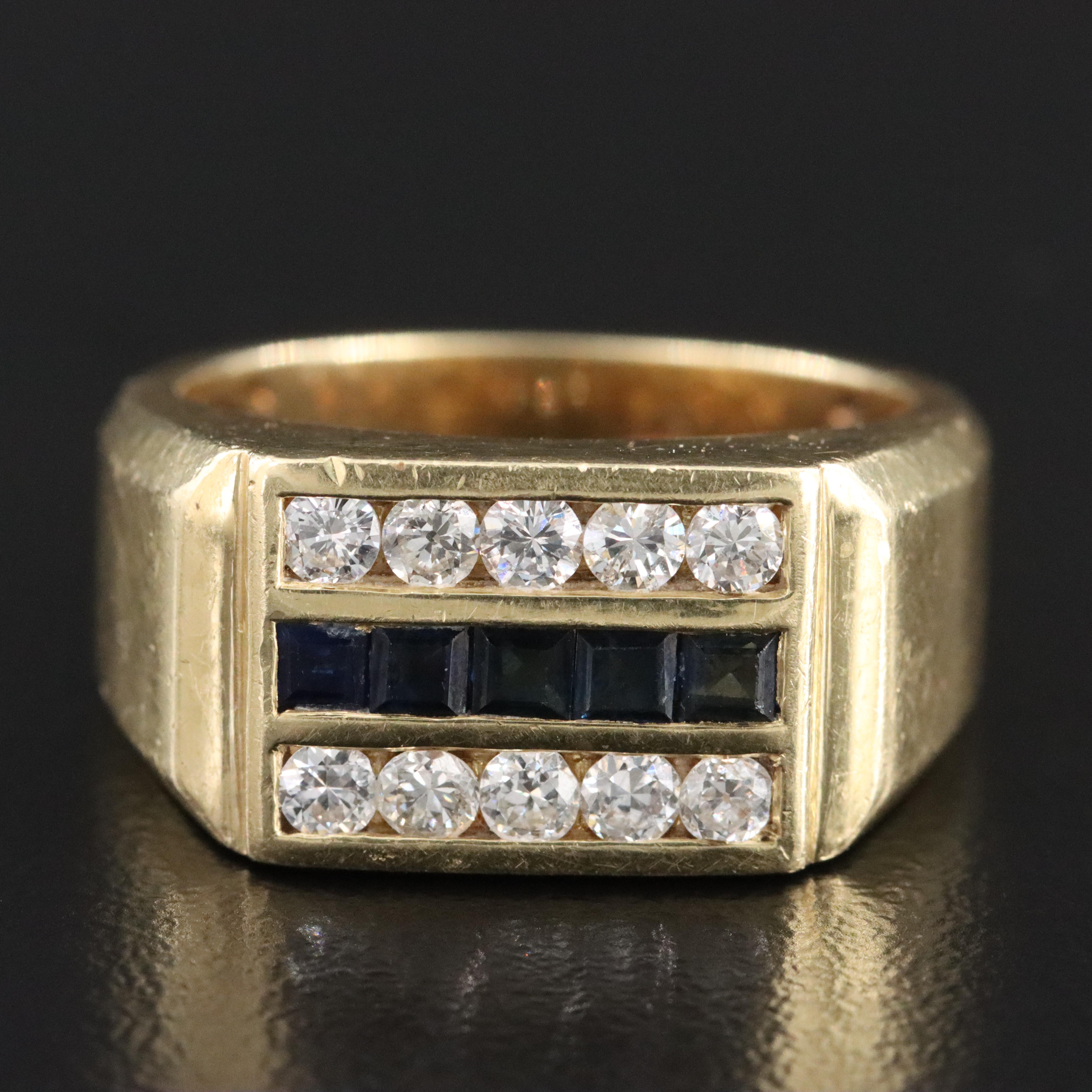 18K Diamond and Sapphire Signet Ring | EBTH