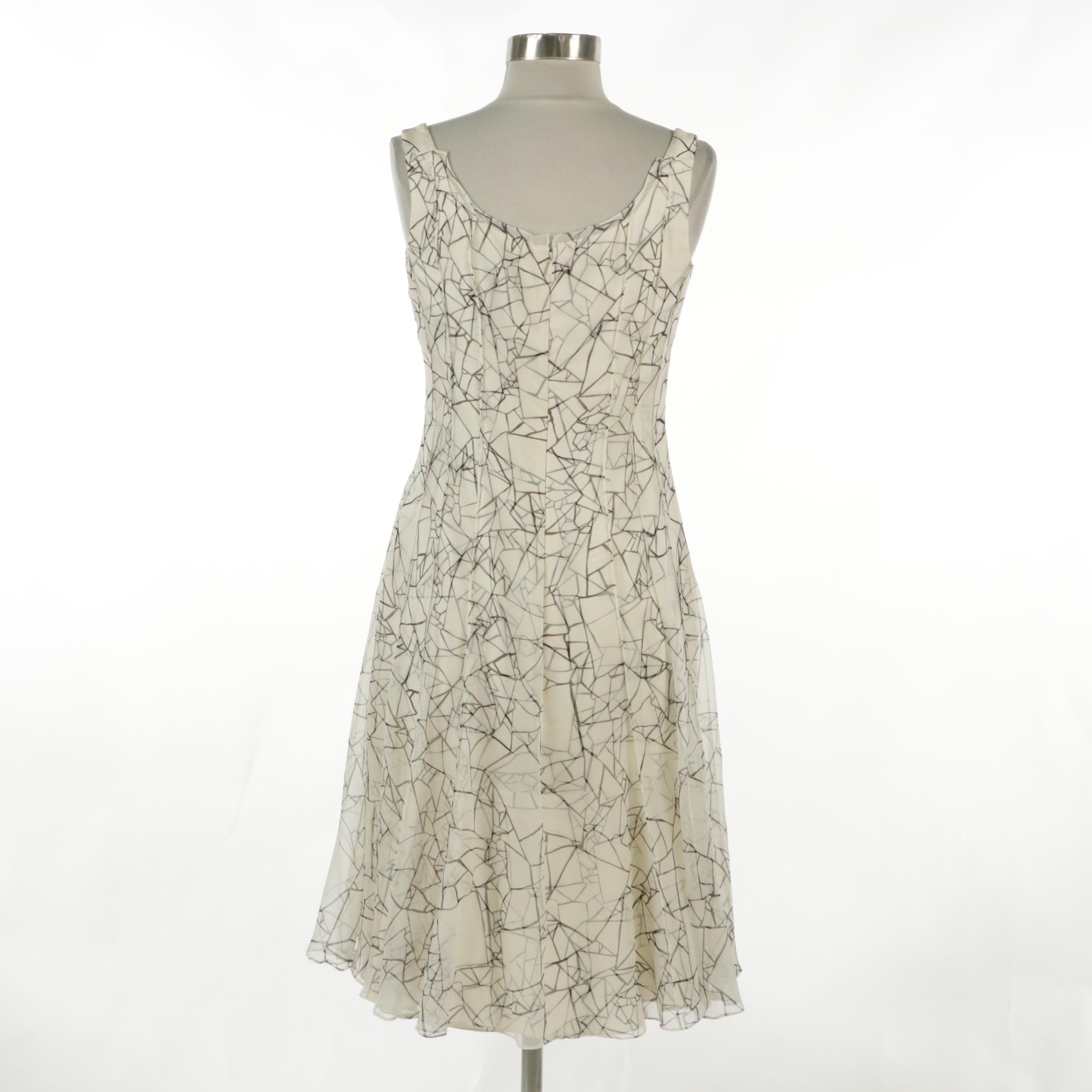 Carolina Herrera Layered Flare Dress in Abstract Printed Sheer Silk | EBTH