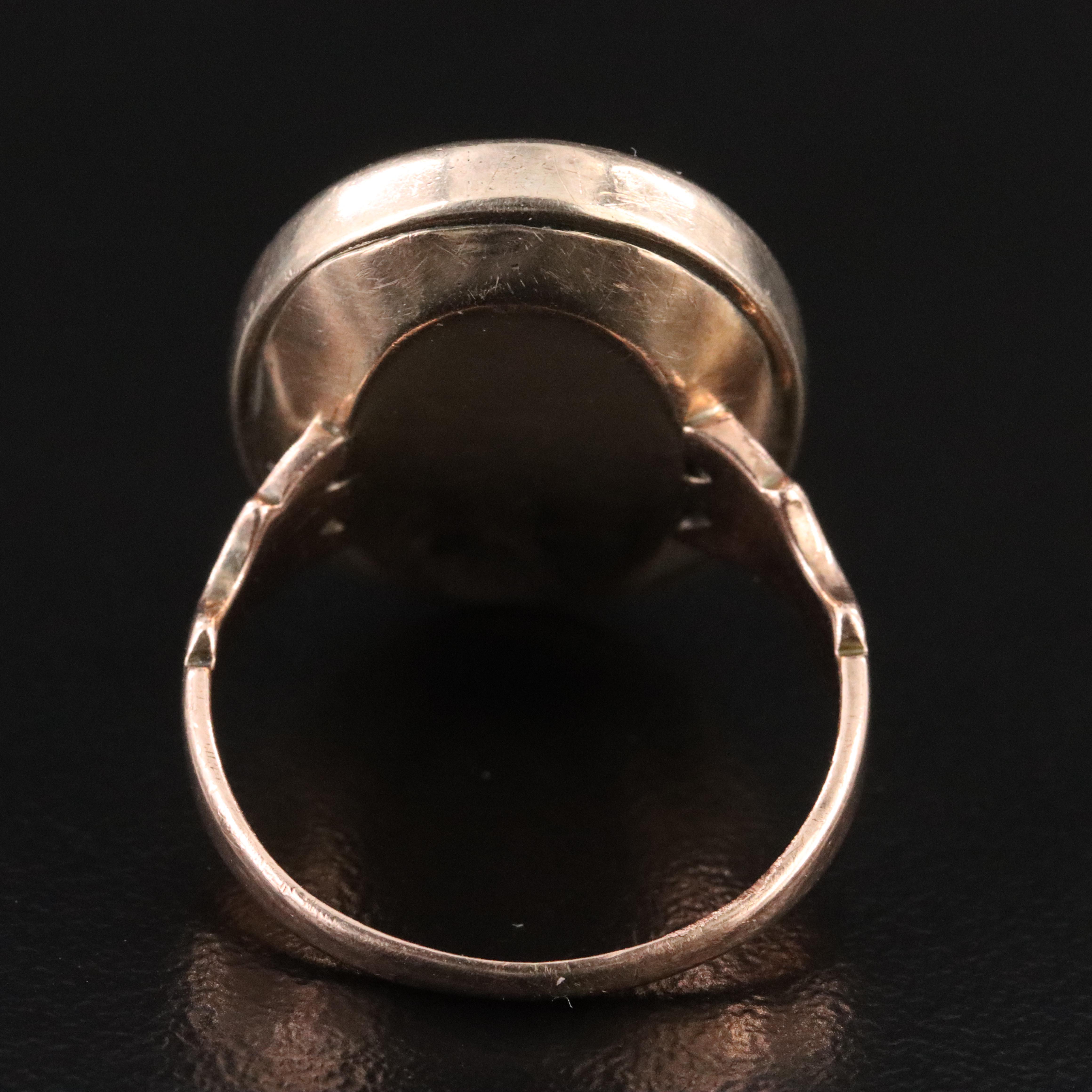 Victorian 10K Rose Gold Black Onyx Queen Elizabeth I Cameo Ring | EBTH