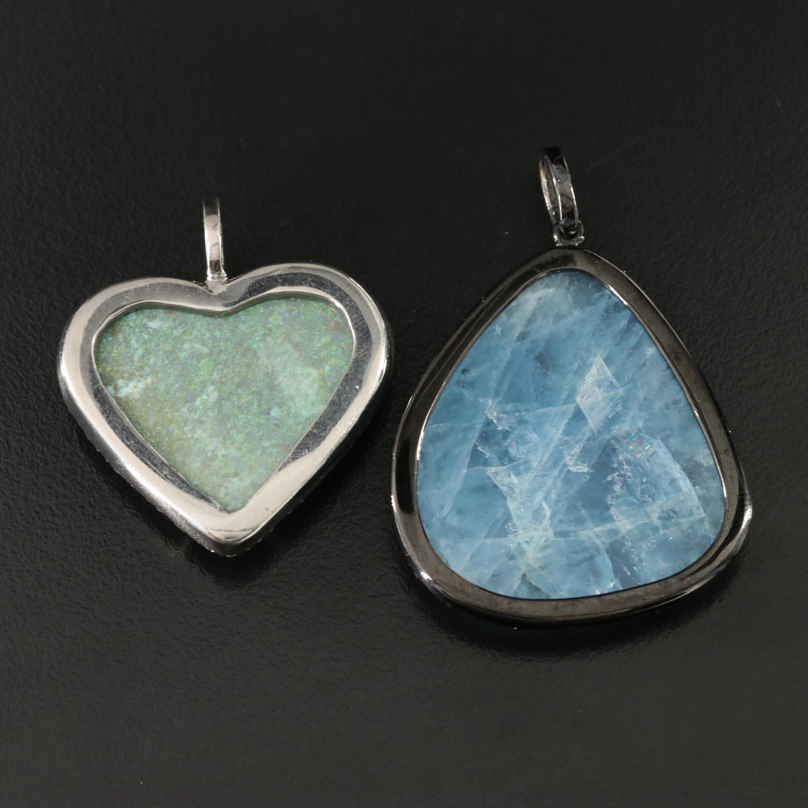 Sterling Opal, Beryl and Diamond Pendants Attributed to Sheryl Lowe | EBTH