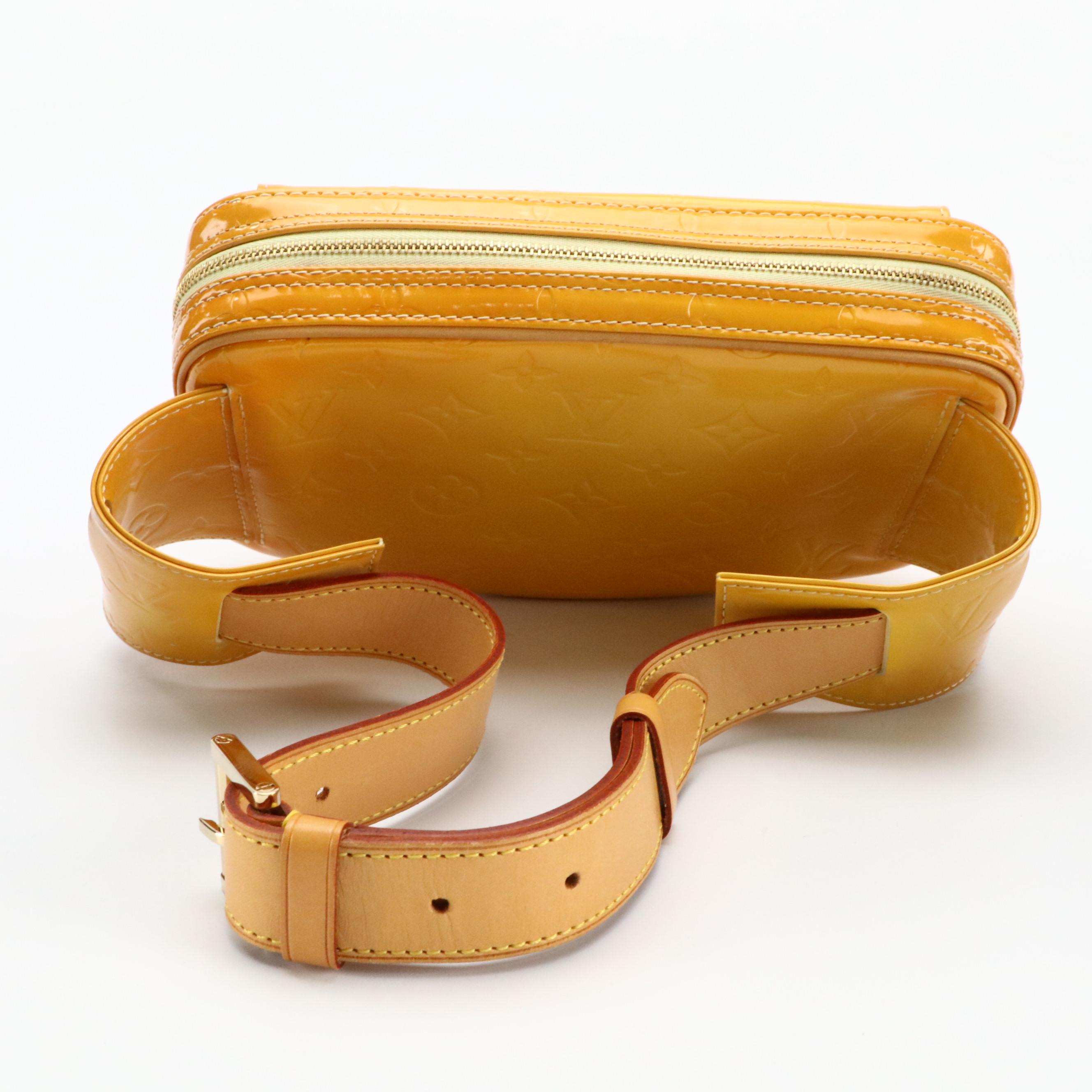 Louis Vuitton Fulton Waist Bag in Monogram Vernis and Vachetta Leather ...