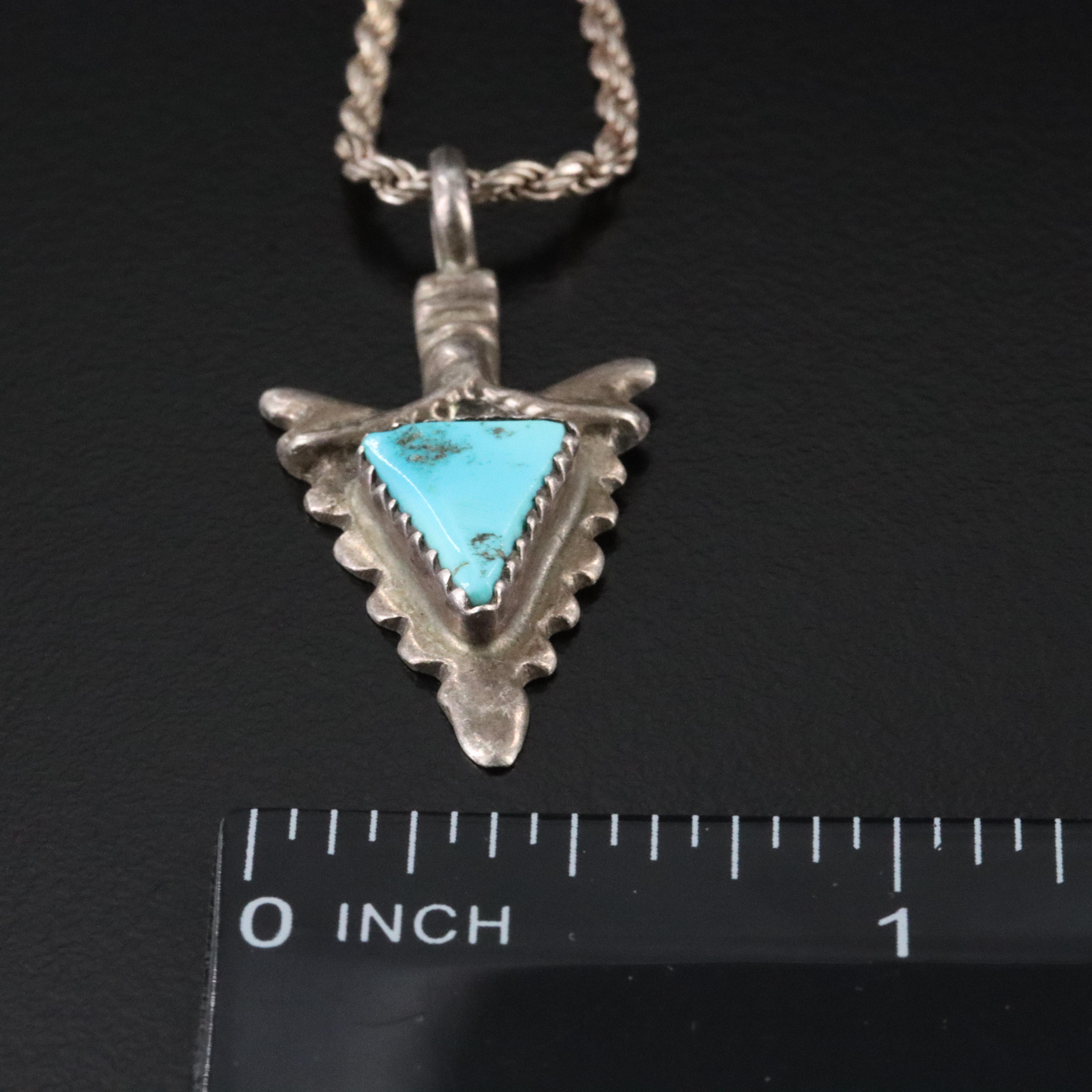 Sterling Turquoise Arrowhead Pendant Necklace | EBTH