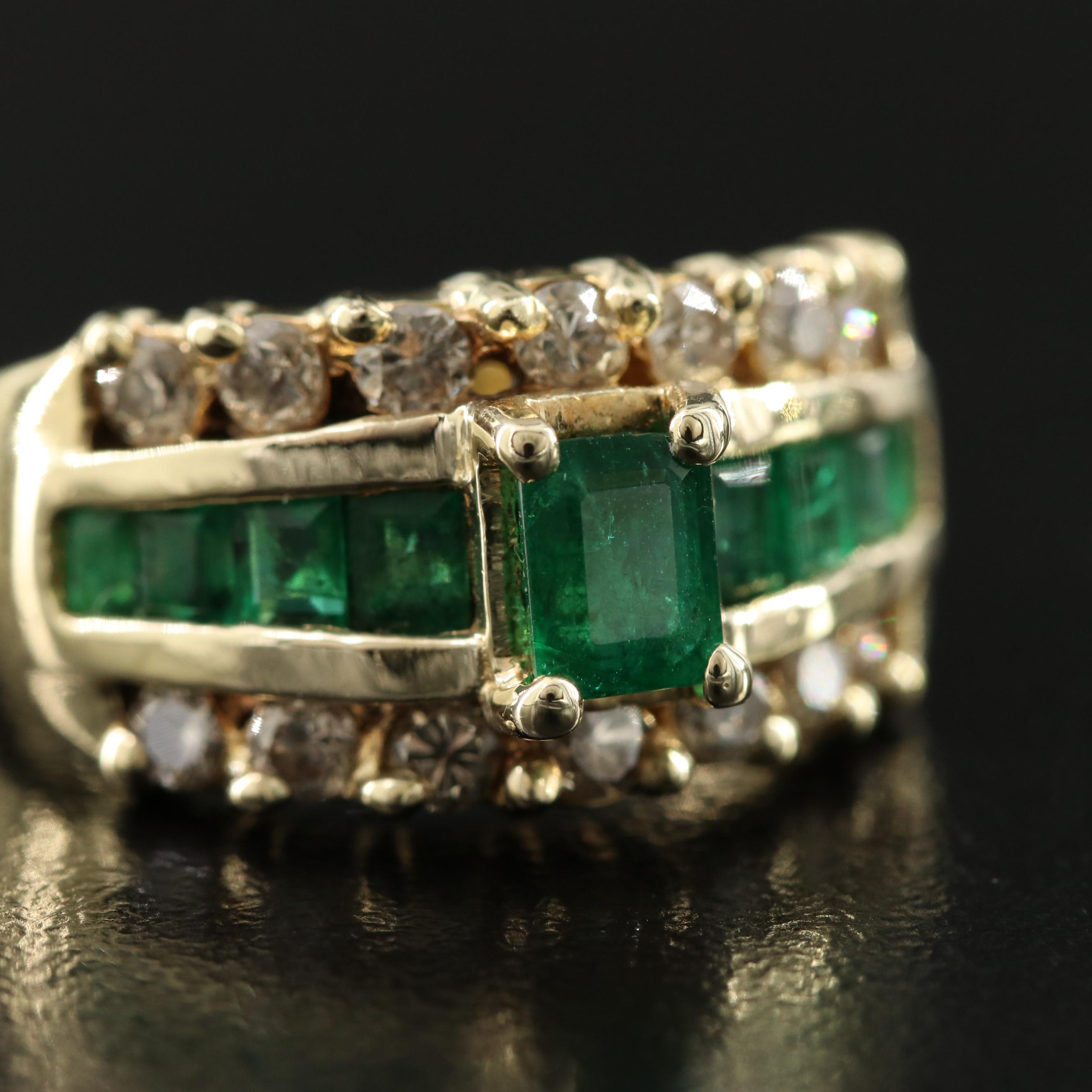 14K Emerald and Diamond Ring | EBTH