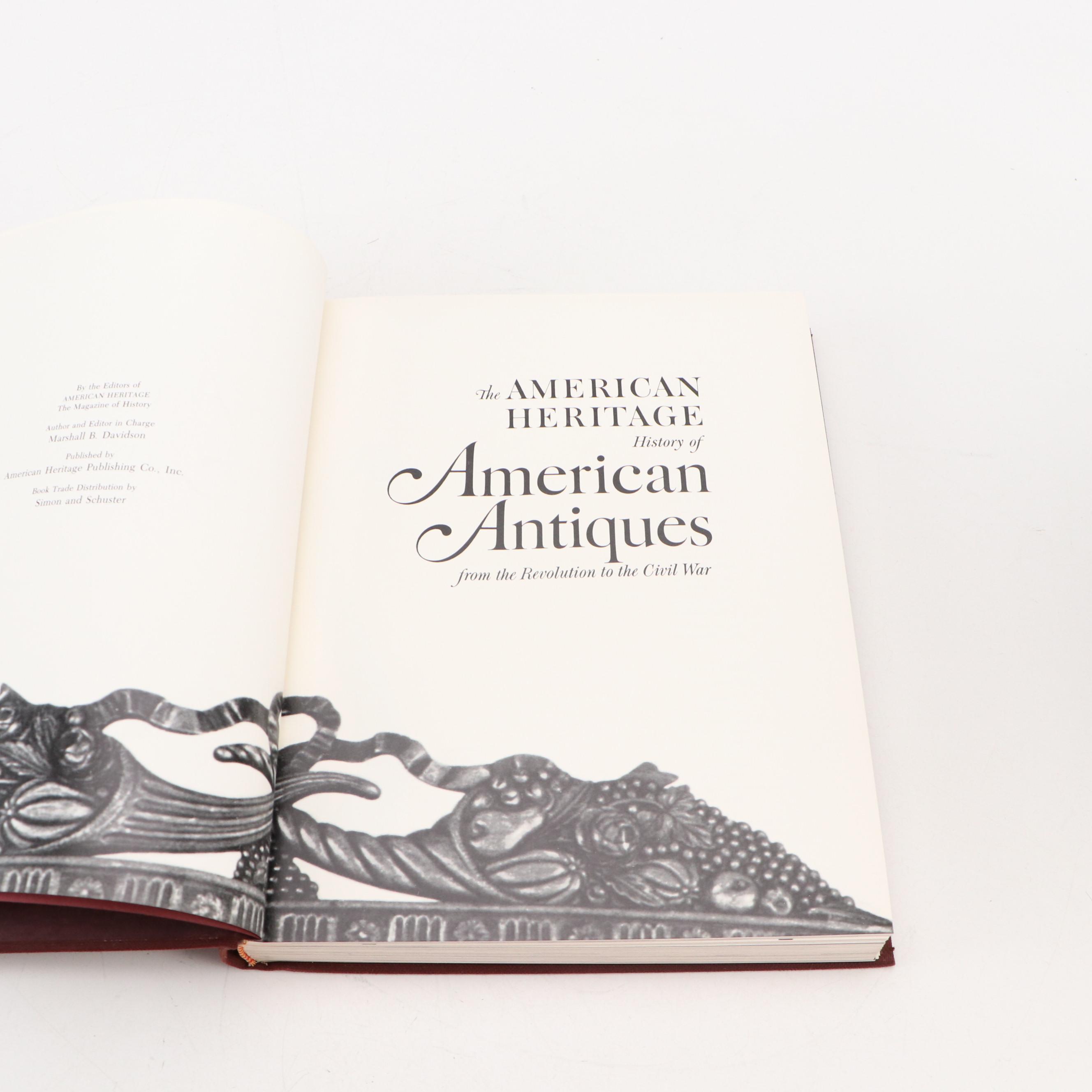 Brass Eagle Form Finial and Wood Bookends with "The American Heritage ...