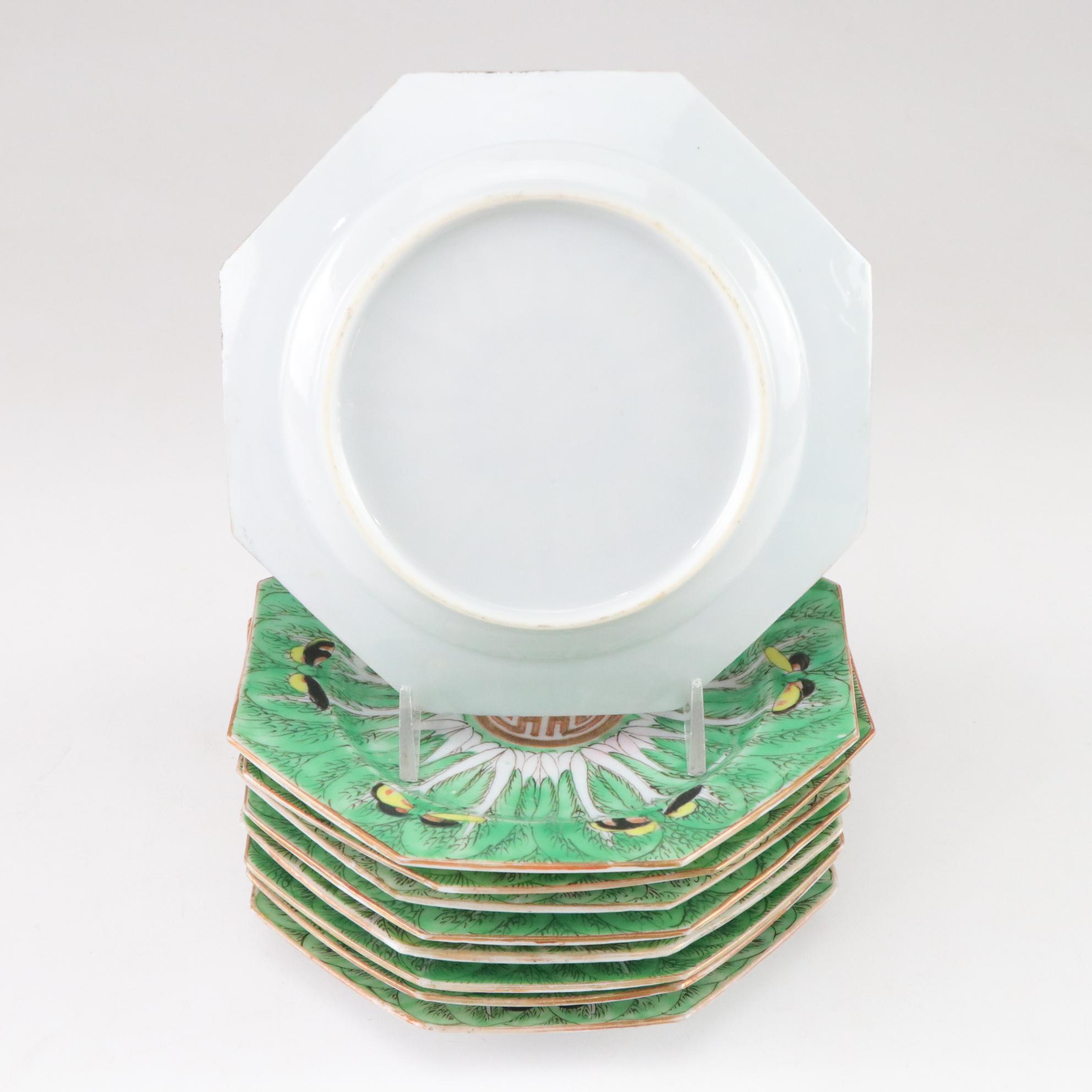 Chinese Famille Verte "Cabbage Leaf" Porcelain Dinnerware and Serving ...