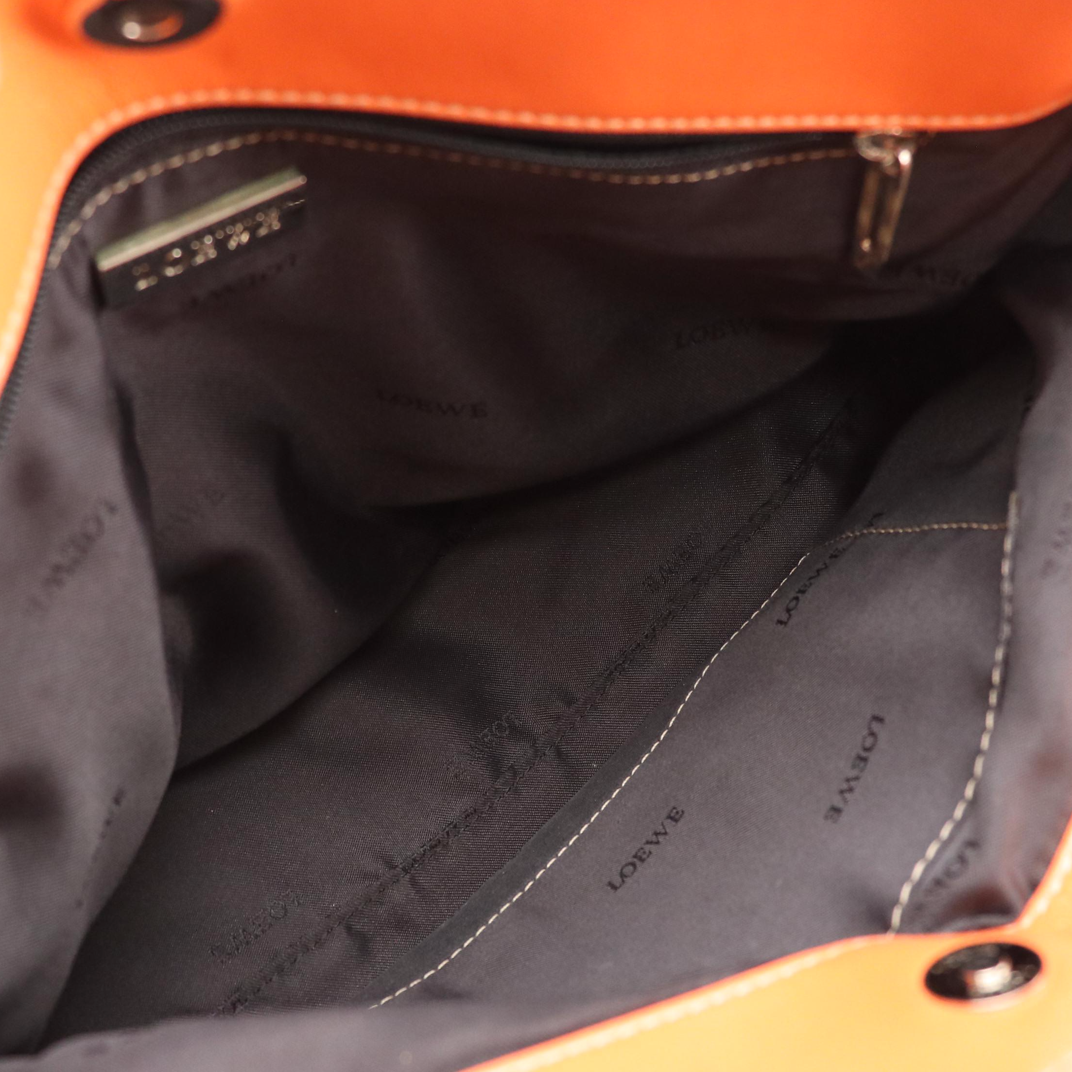 Loewe Orange Lambskin Leather Anagram Handbag | EBTH