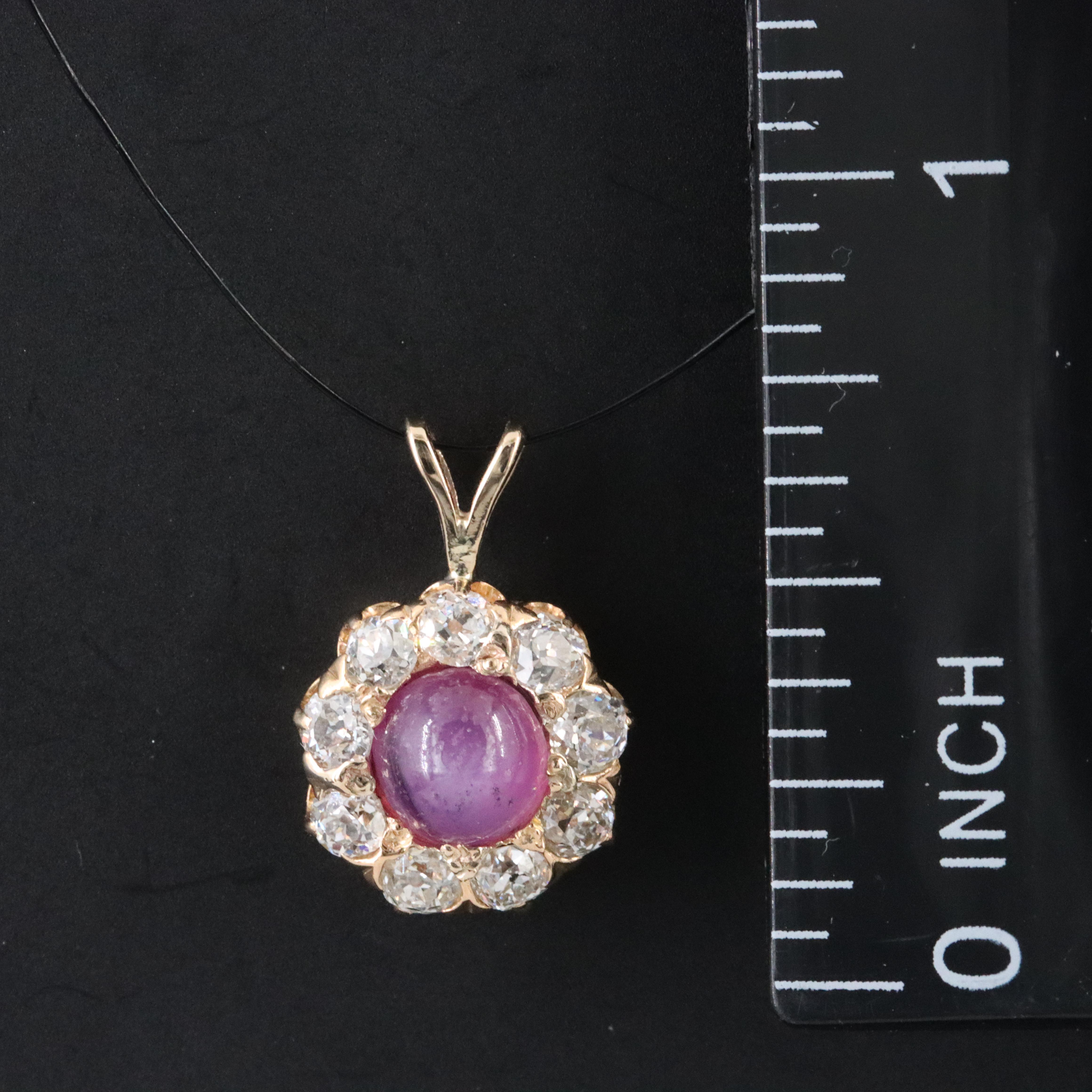 14K Star Ruby and Diamond Pendant | EBTH