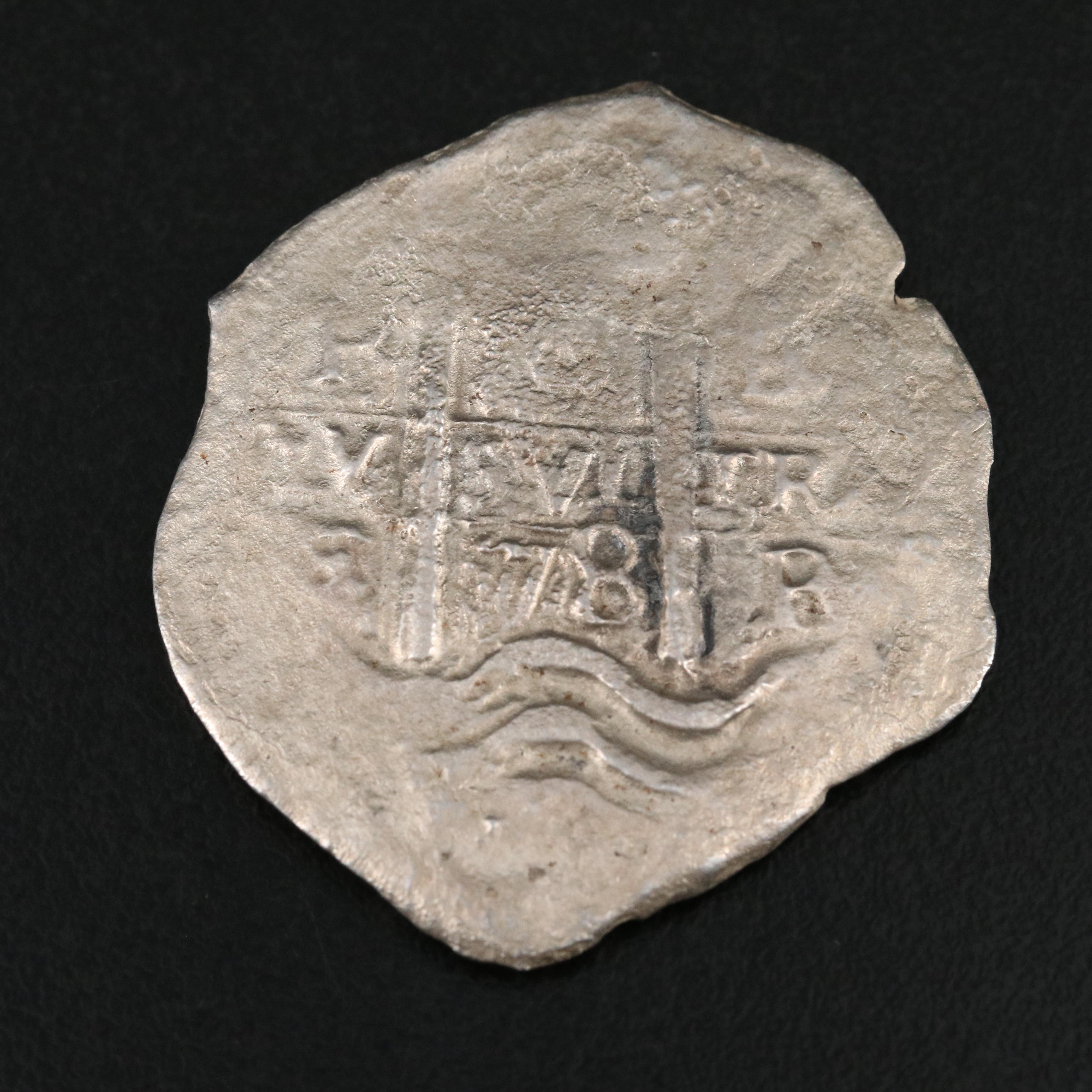 1678 Spanish Colonial Silver 8-Reales Cob Coin | EBTH