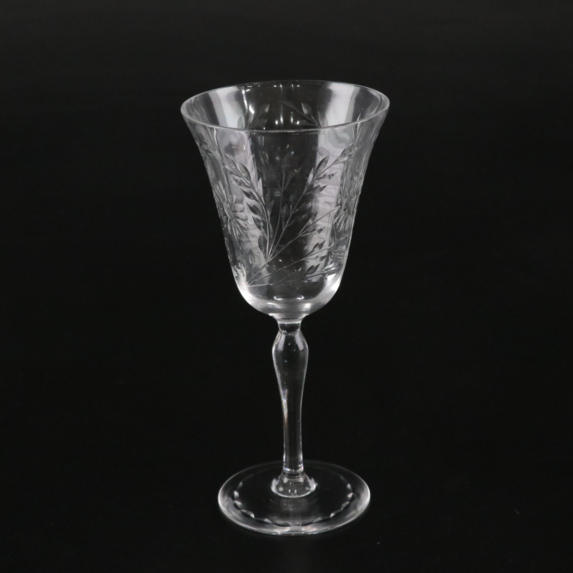 Floral Etch Wine Glasses with Hand-Blown Stems | EBTH