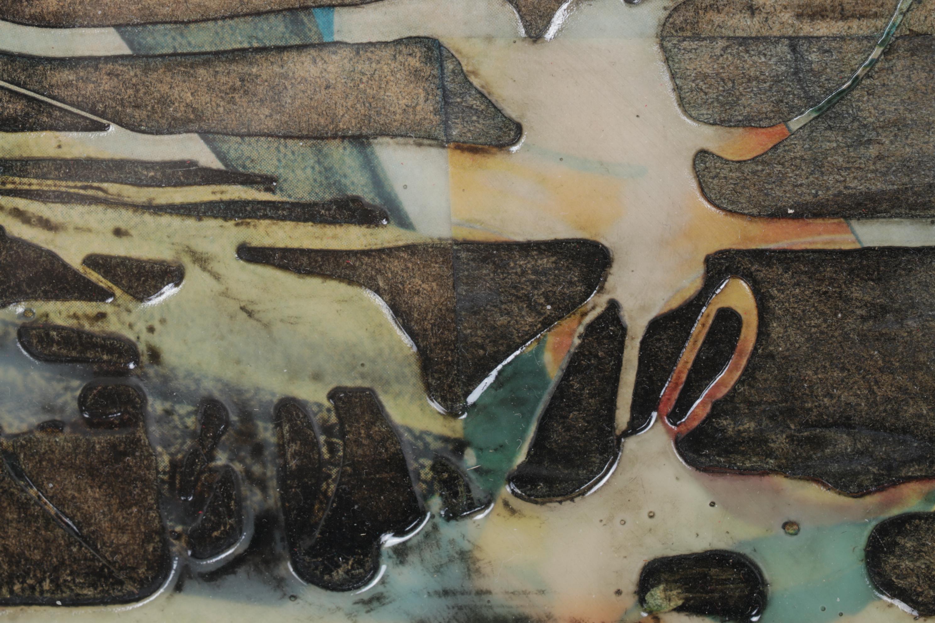 Ronald Linder Abstracted Acrylic and Mixed Media Collage, 20th Century ...