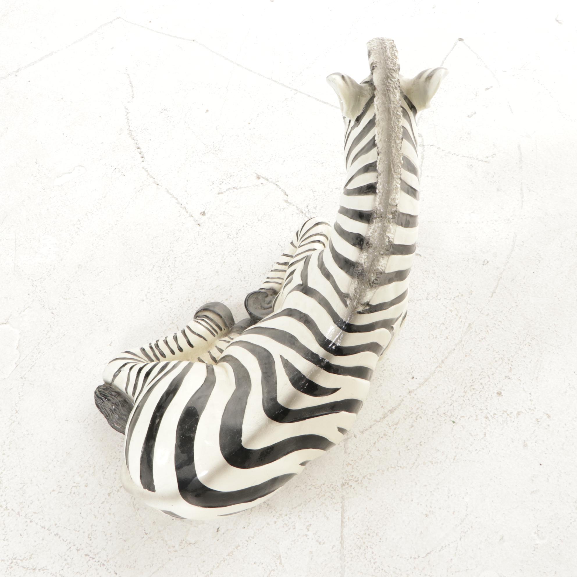 Hand-Painted Resting Zebra Figure | EBTH