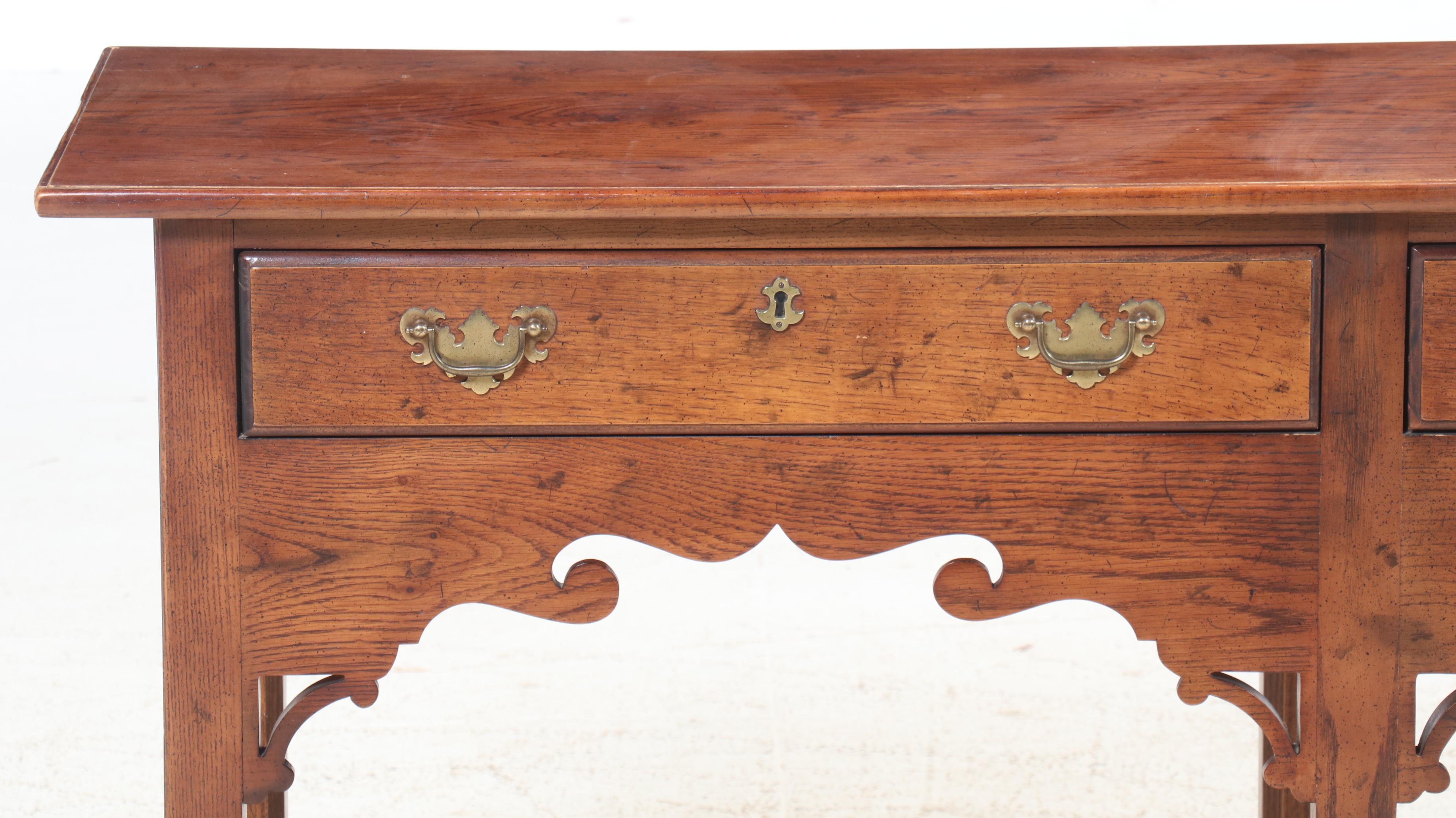 Chippendale Style Oak Two-Drawer Console Table | EBTH