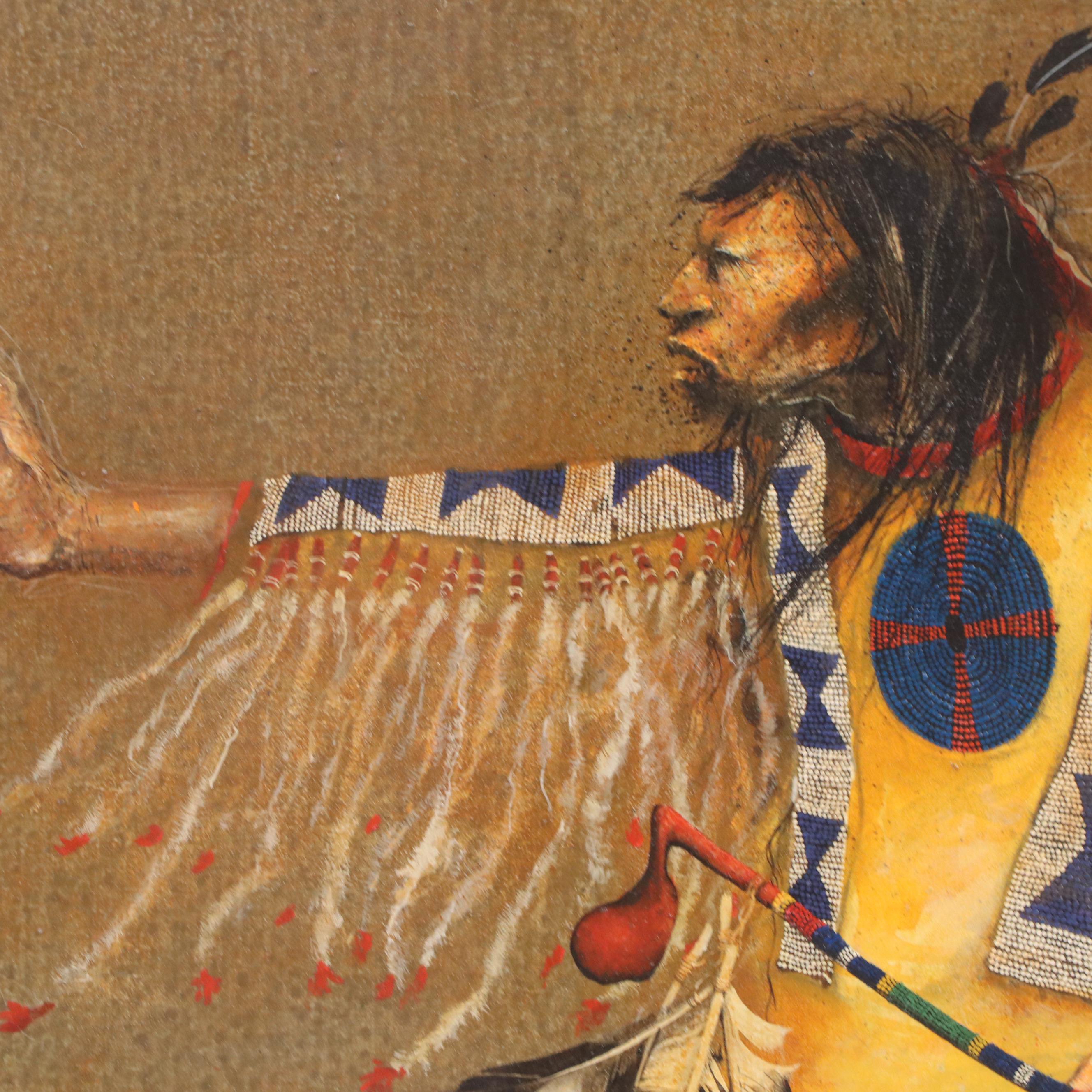 Paul Pletka Acrylic Portrait Painting of Native American Man | EBTH