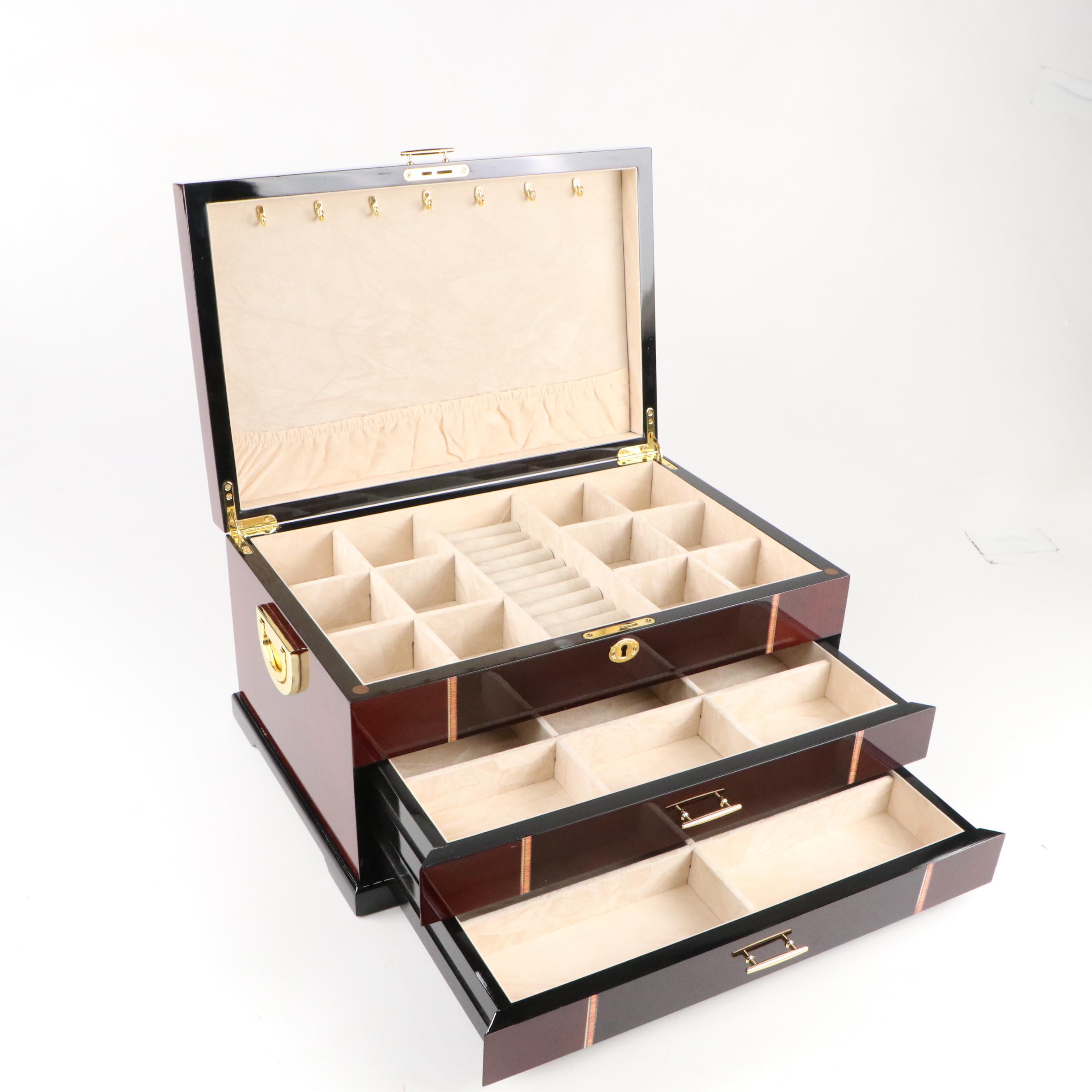 Jere Cherry and Mahogany Finish Jewelry Chest, 21st Century | EBTH