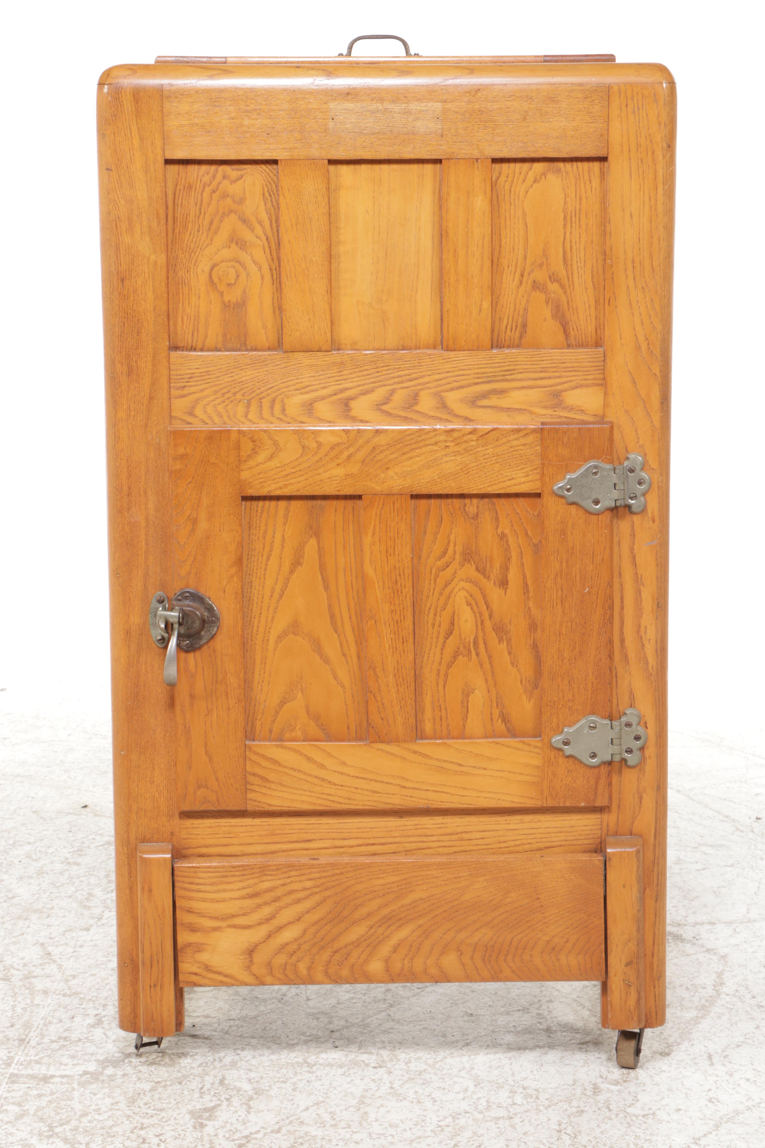 Late Victorian Style Oak Ice Chest with Zinc and Enamel Lining | EBTH