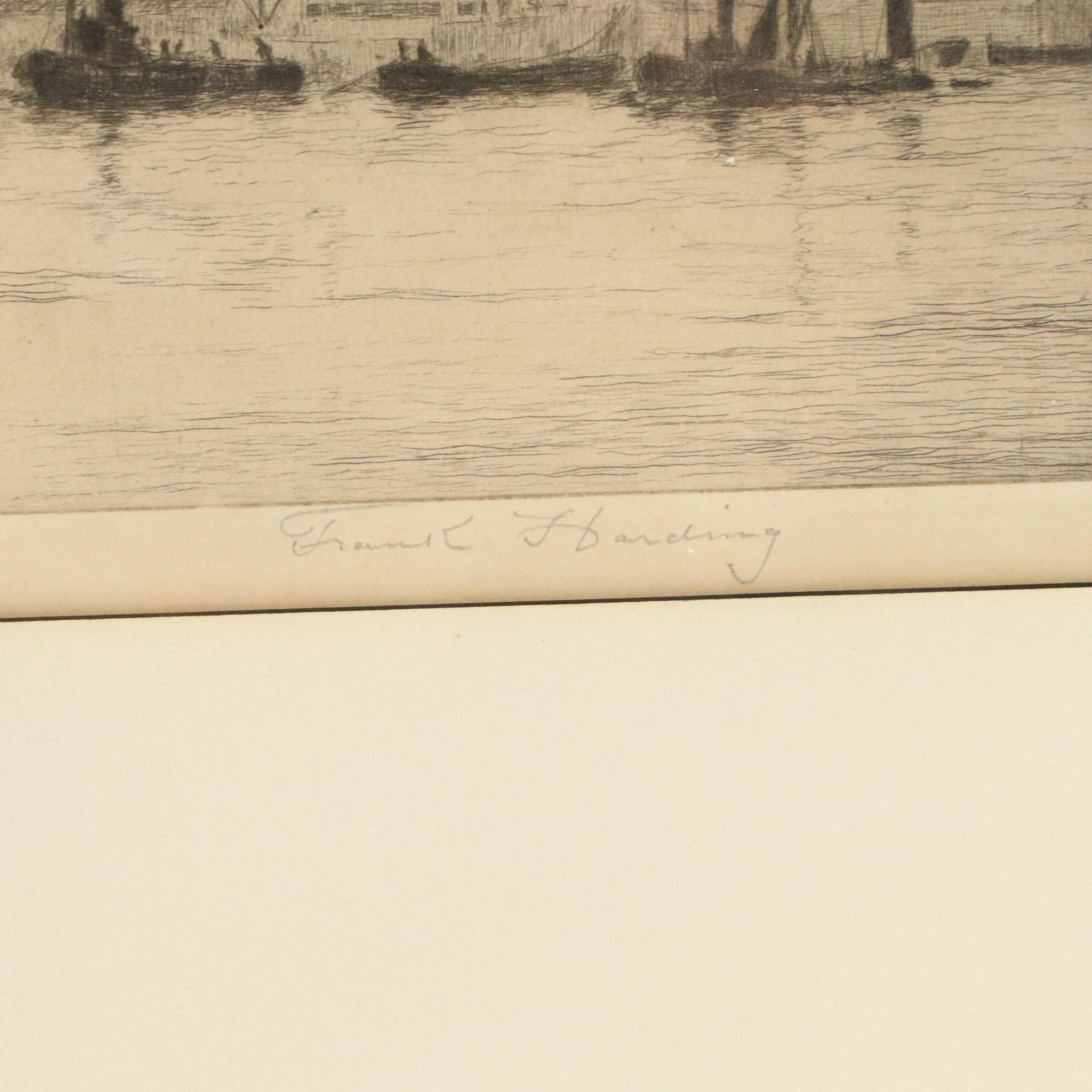 Frank Harding Etchings "Westminster" and "Tower Bridge," Early 20th ...