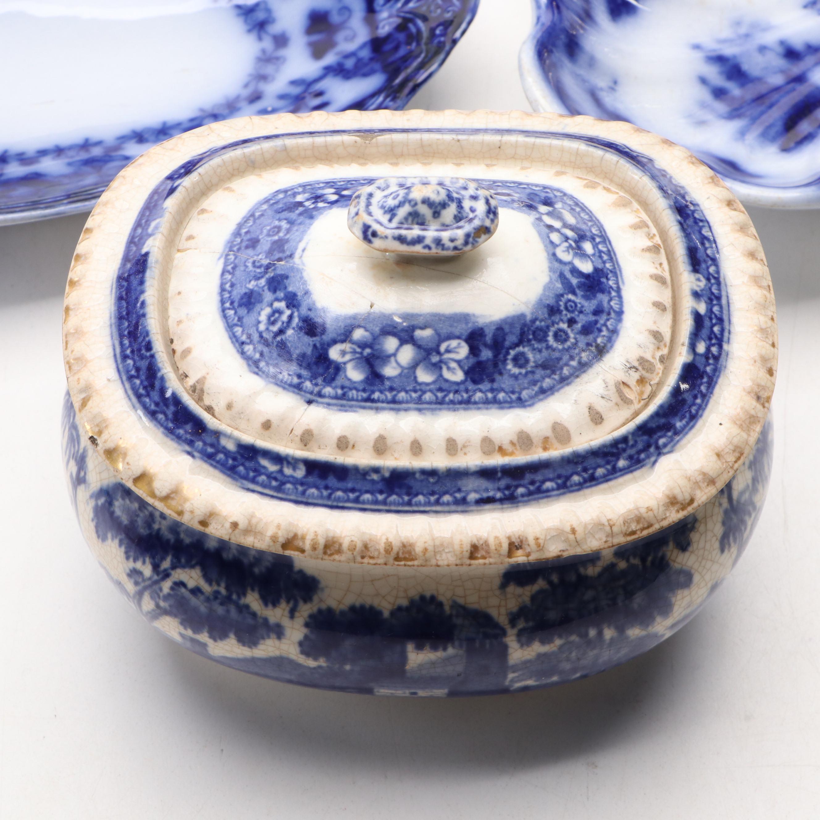 Copeland "Spode's Tower" with Ford & Sons "Devon" and Other Flow Blue ...