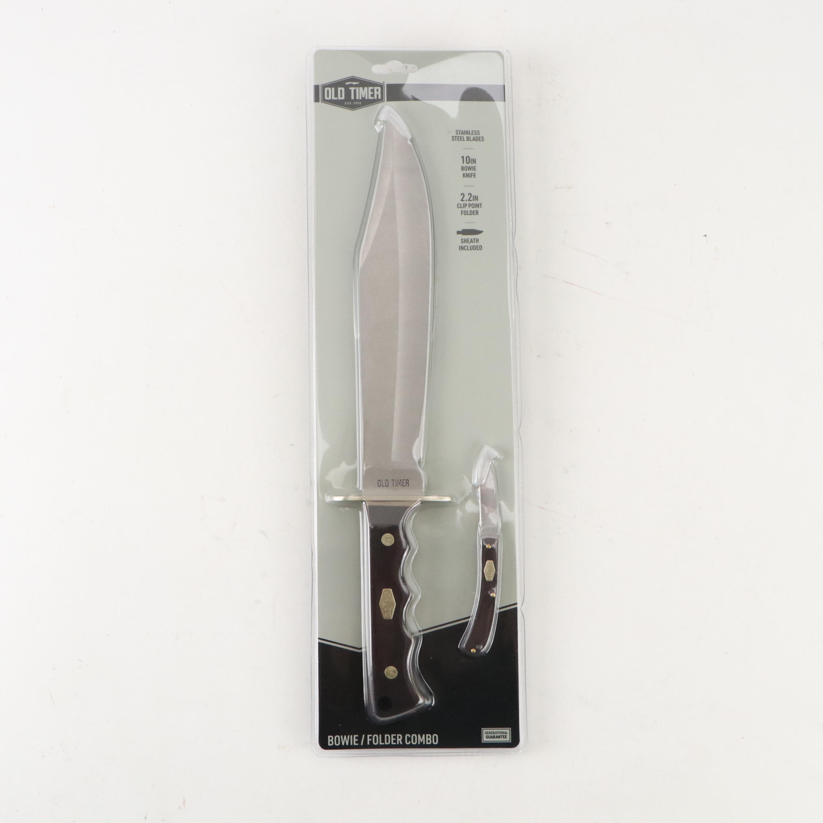 Old Timer Bowie and Folder Combo Knife Set with Patriotic Knife | EBTH