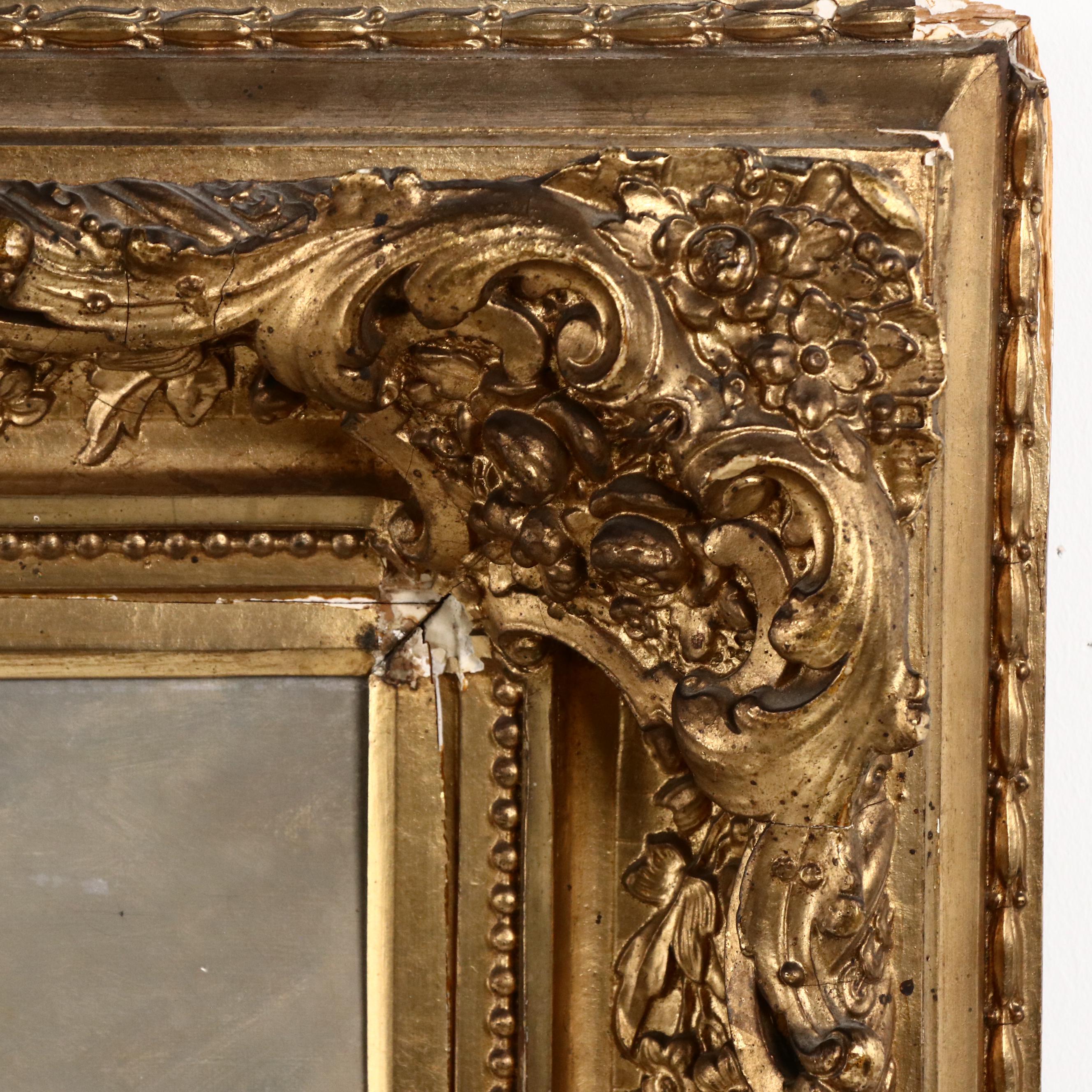 Scenic Oil Painting Attributed to Georg Geyer with Cliff Overlook, 19th ...