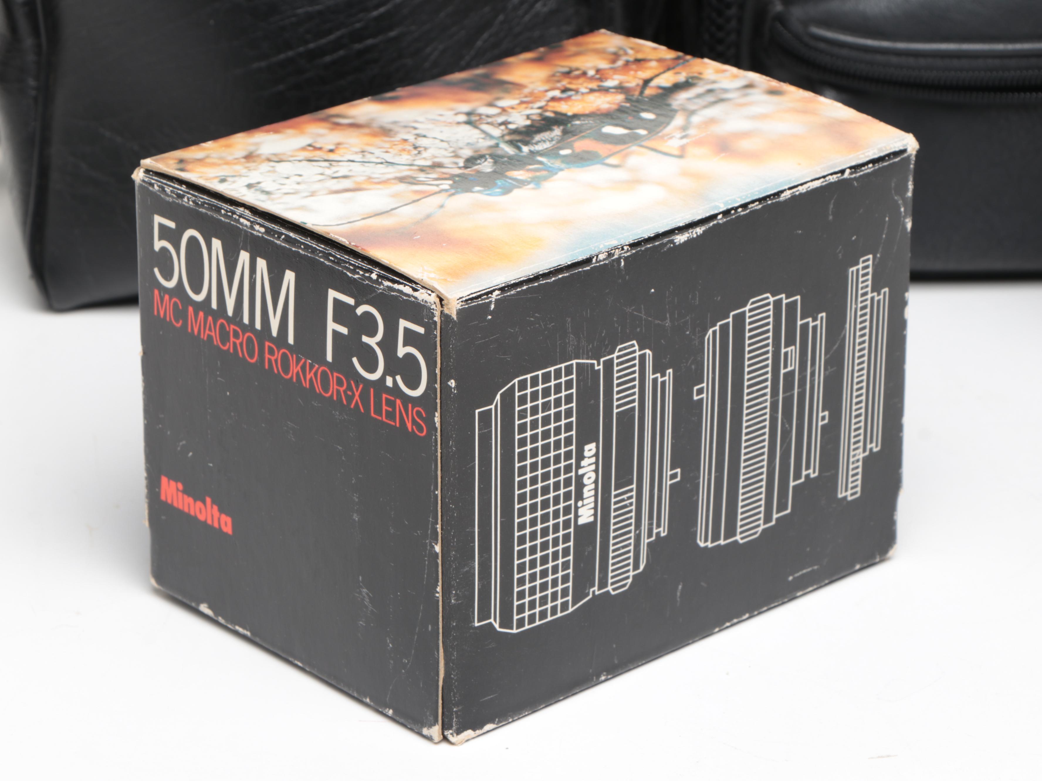 Minolta XE-7, Kodak 35, Argus 50mm with Accessories, Lenses and Cases ...