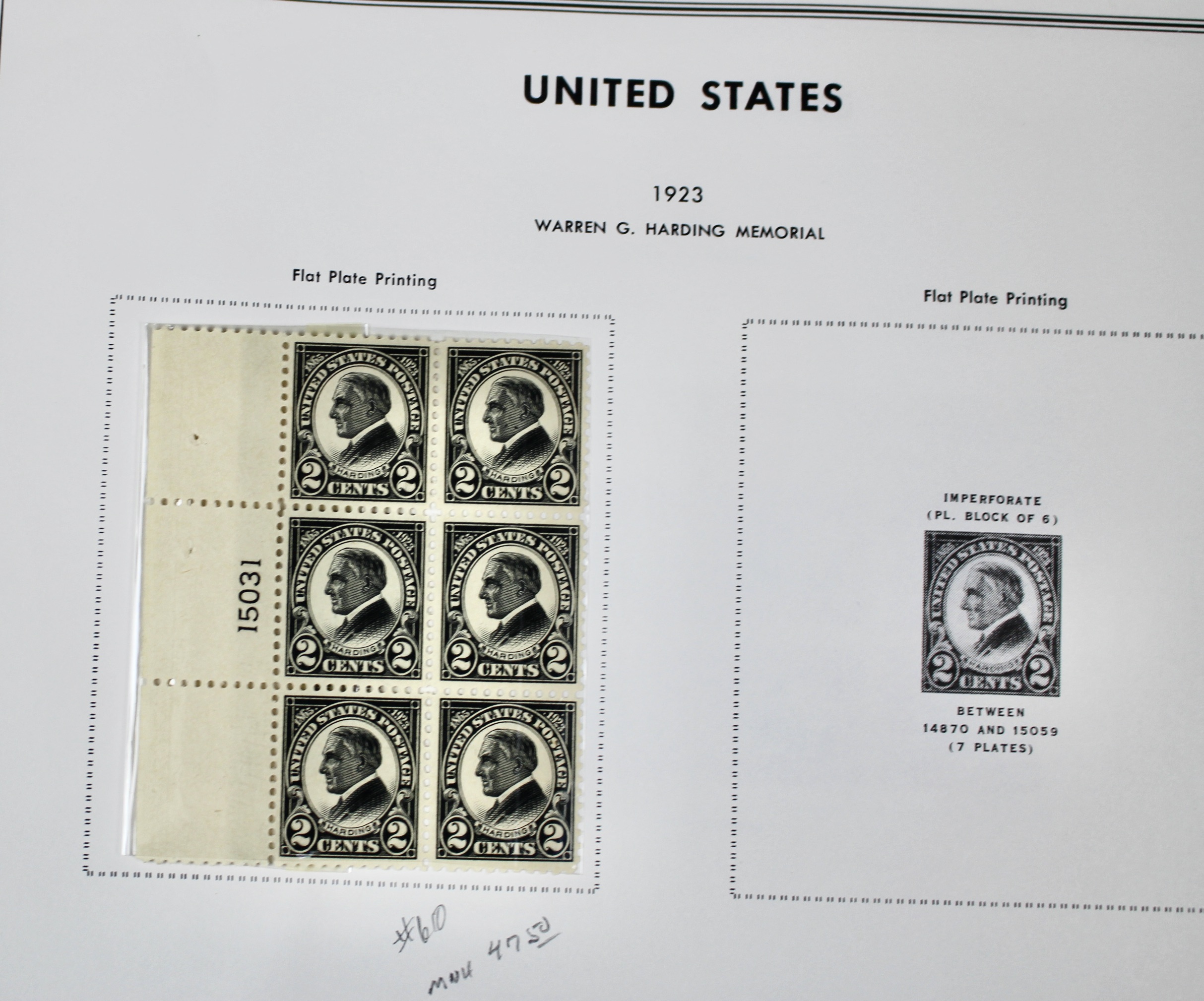 Six Mint Condition Early U.S. Postage Stamp Plate Blocks, 1920 to 1926 ...