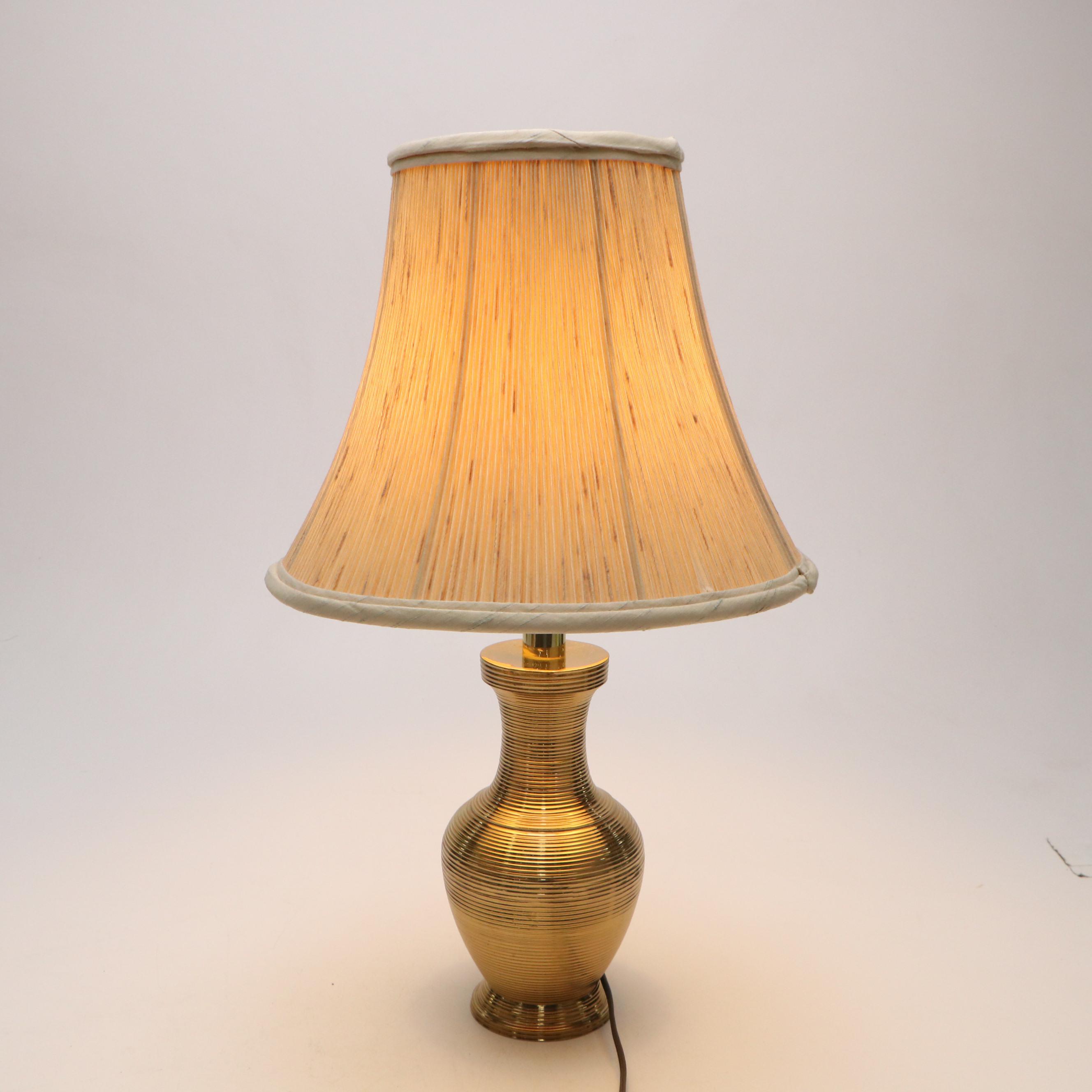 Brass Plate Piano Lamp with Treble Clef Motif and Turned Brass Table ...