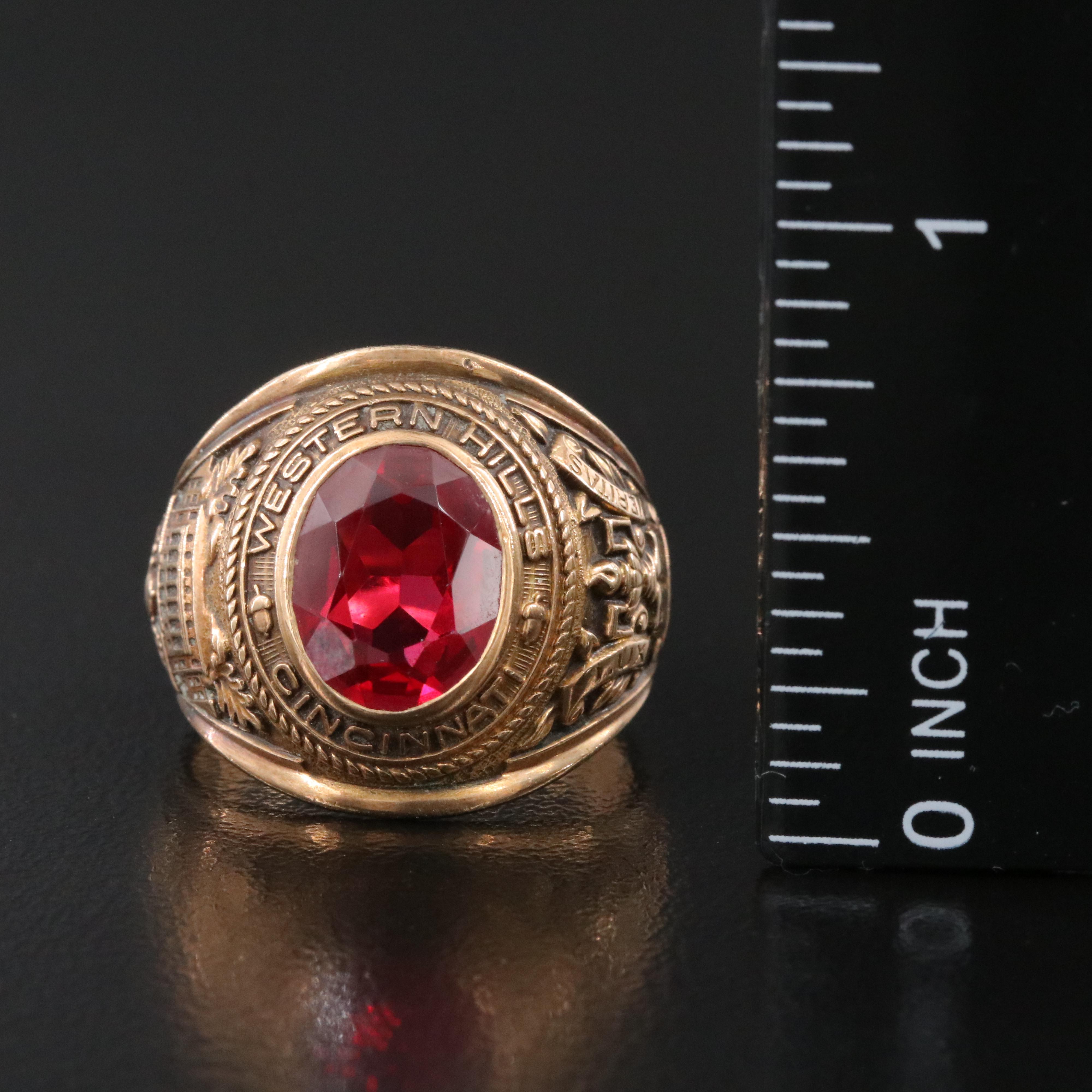 Vintage Josten 10K Ruby Class Ring Western Hills, Cincinnati | EBTH