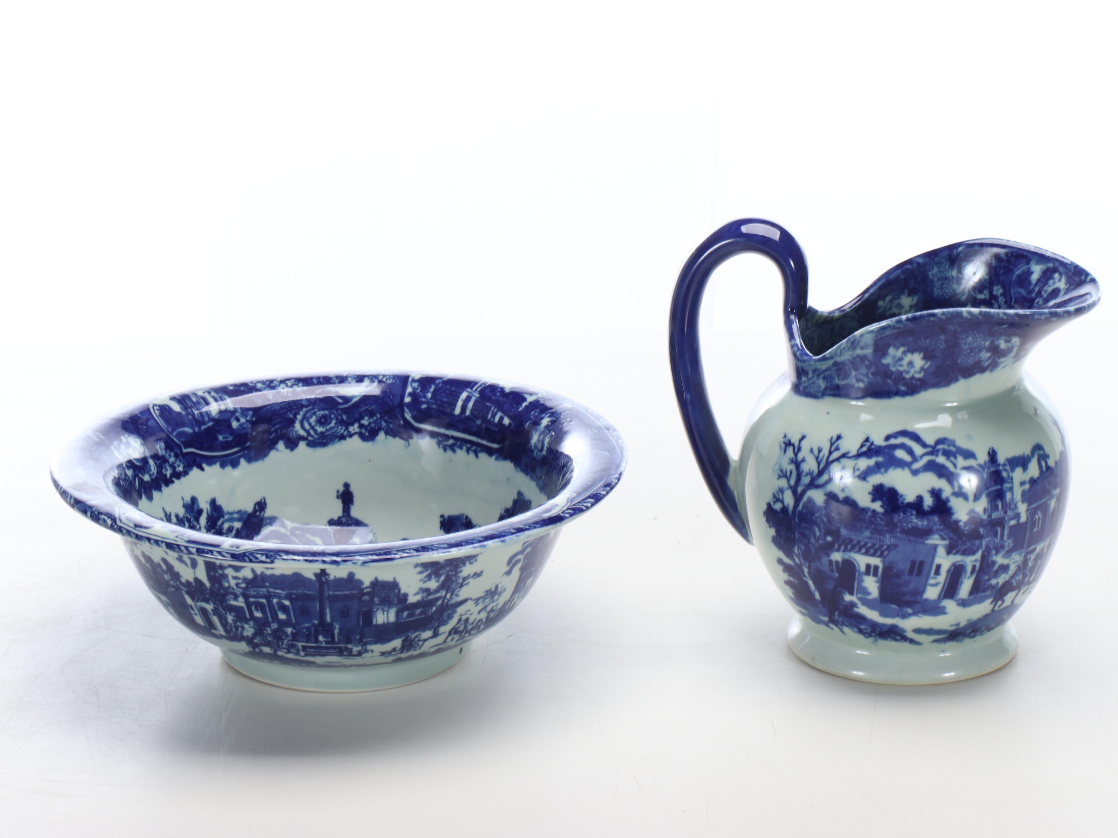 Victoria Ware Ironstone Pitcher and Basin with Wood Washstand | EBTH