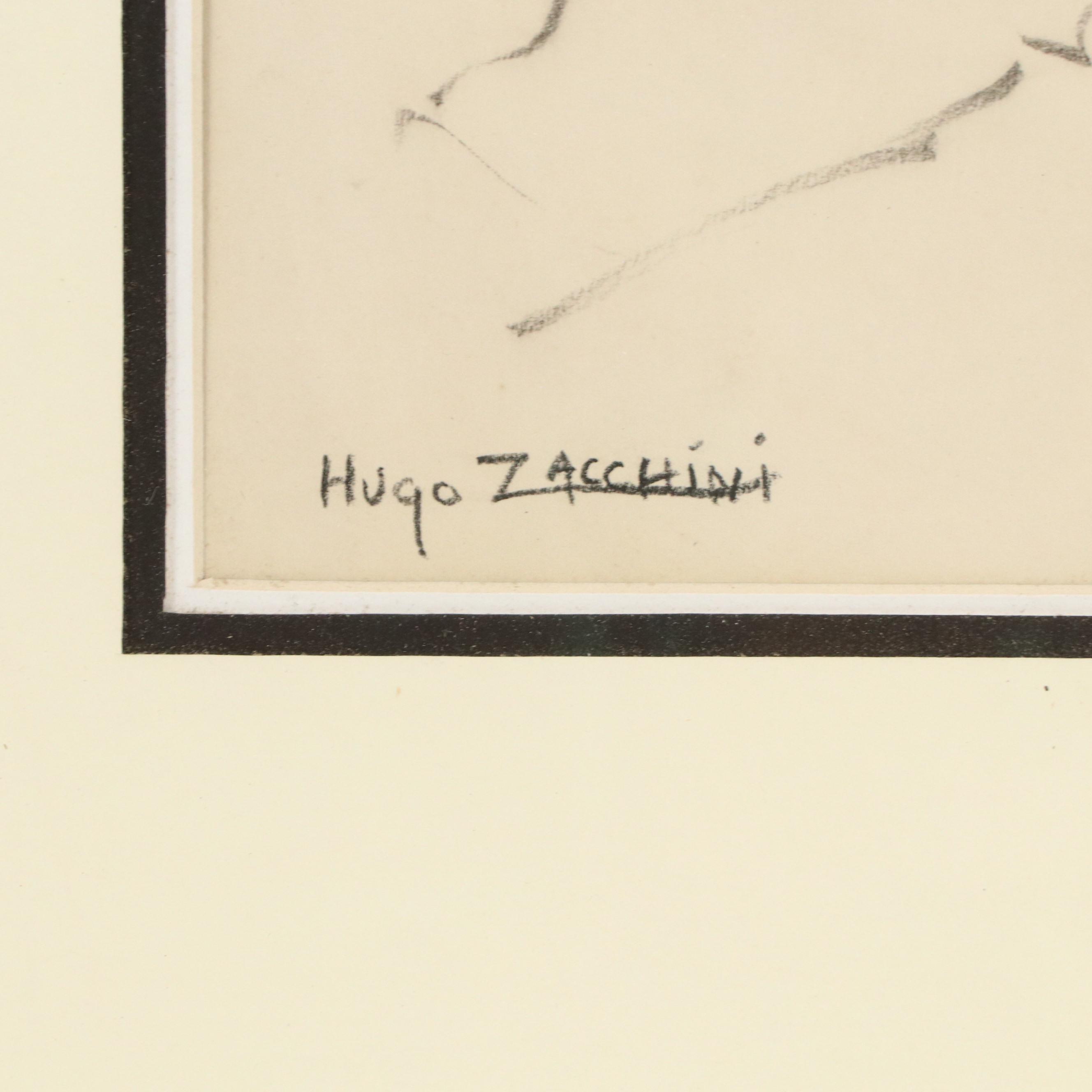 Hugo Zacchini Graphite Portrait of Woman in Bohemian Dress, Mid-20th ...