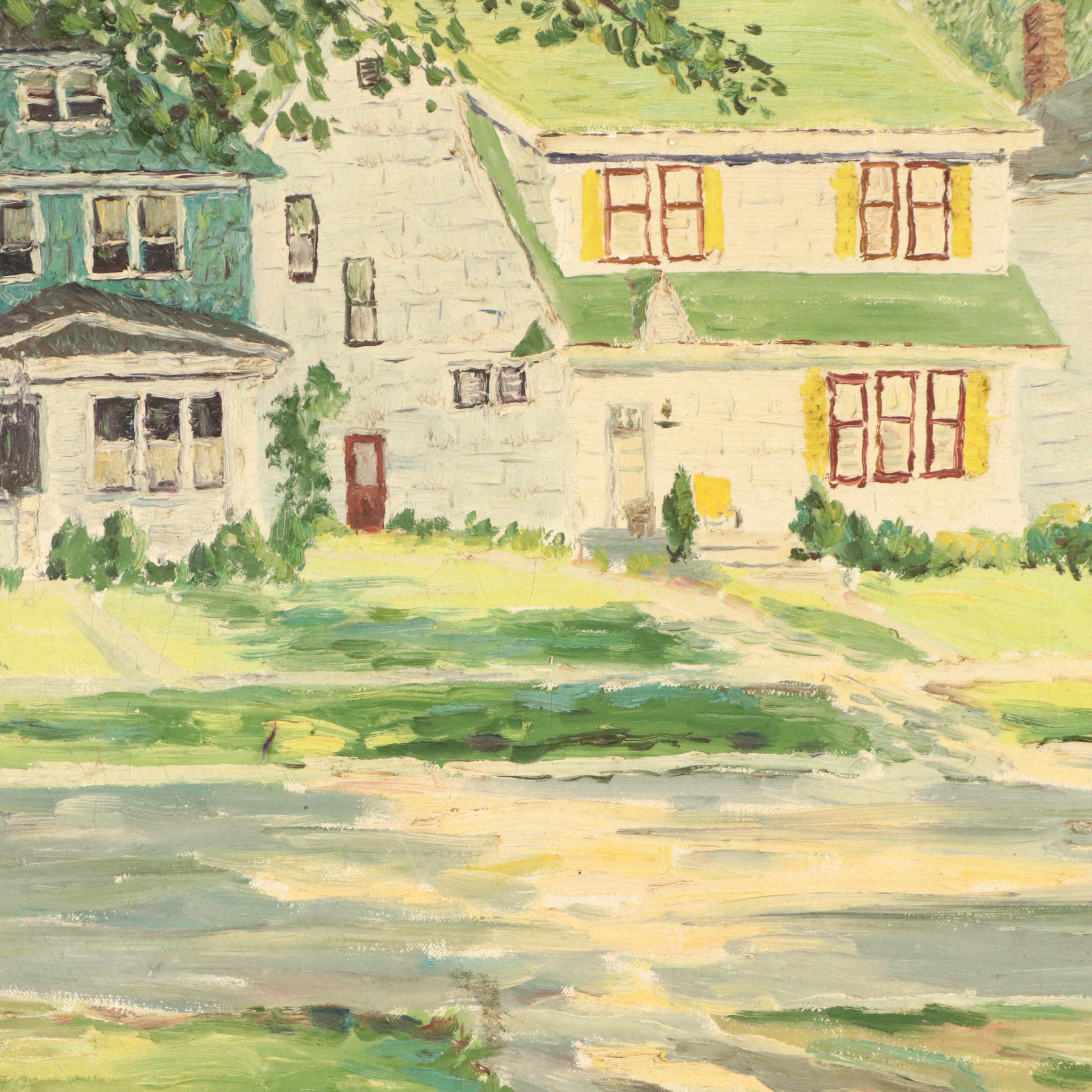 John A. Glancy Landscape Oil Painting of Suburban Street, 1950 | EBTH