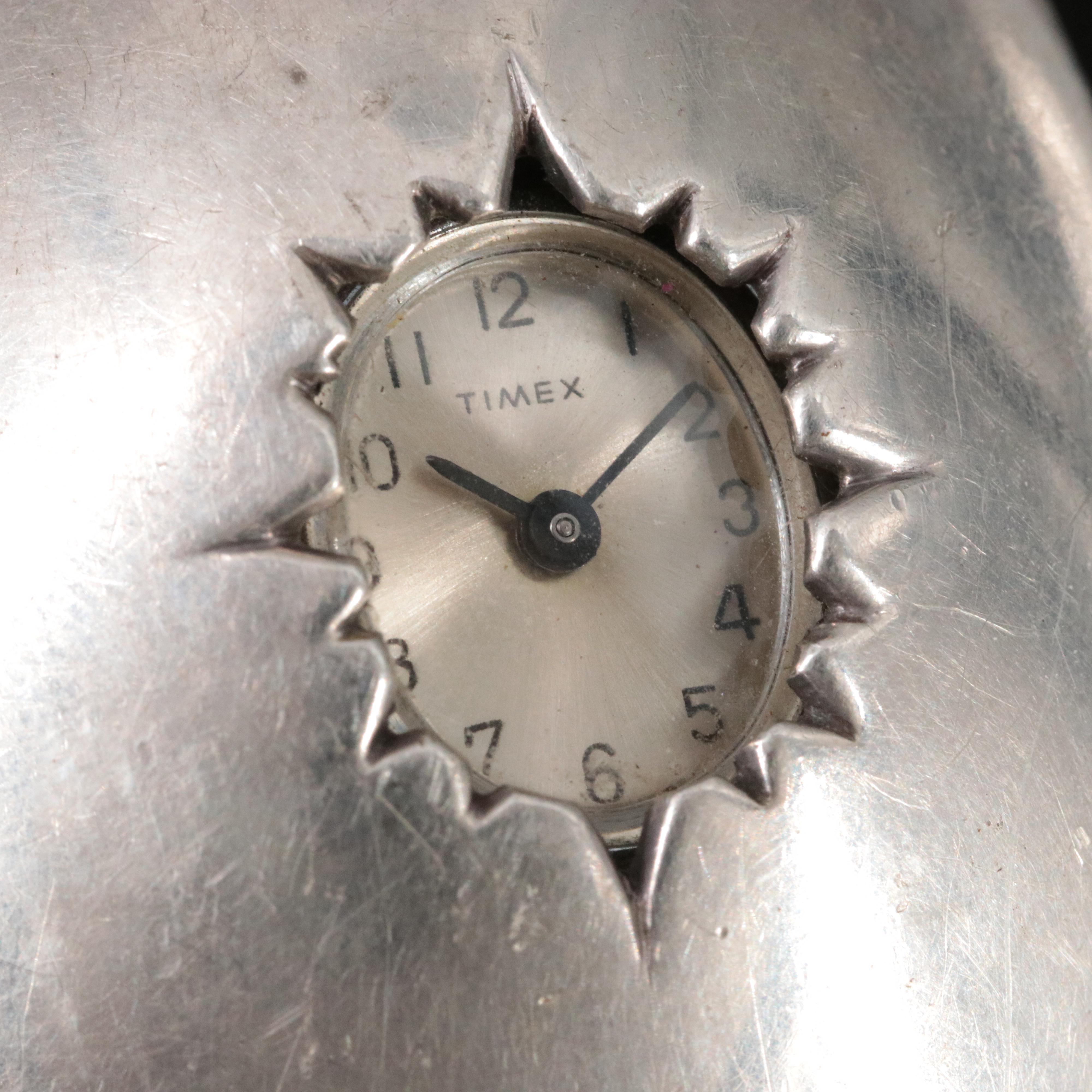 Timex Watch in Southwestern Style Signed Sterling Turquoise Shadow Box ...