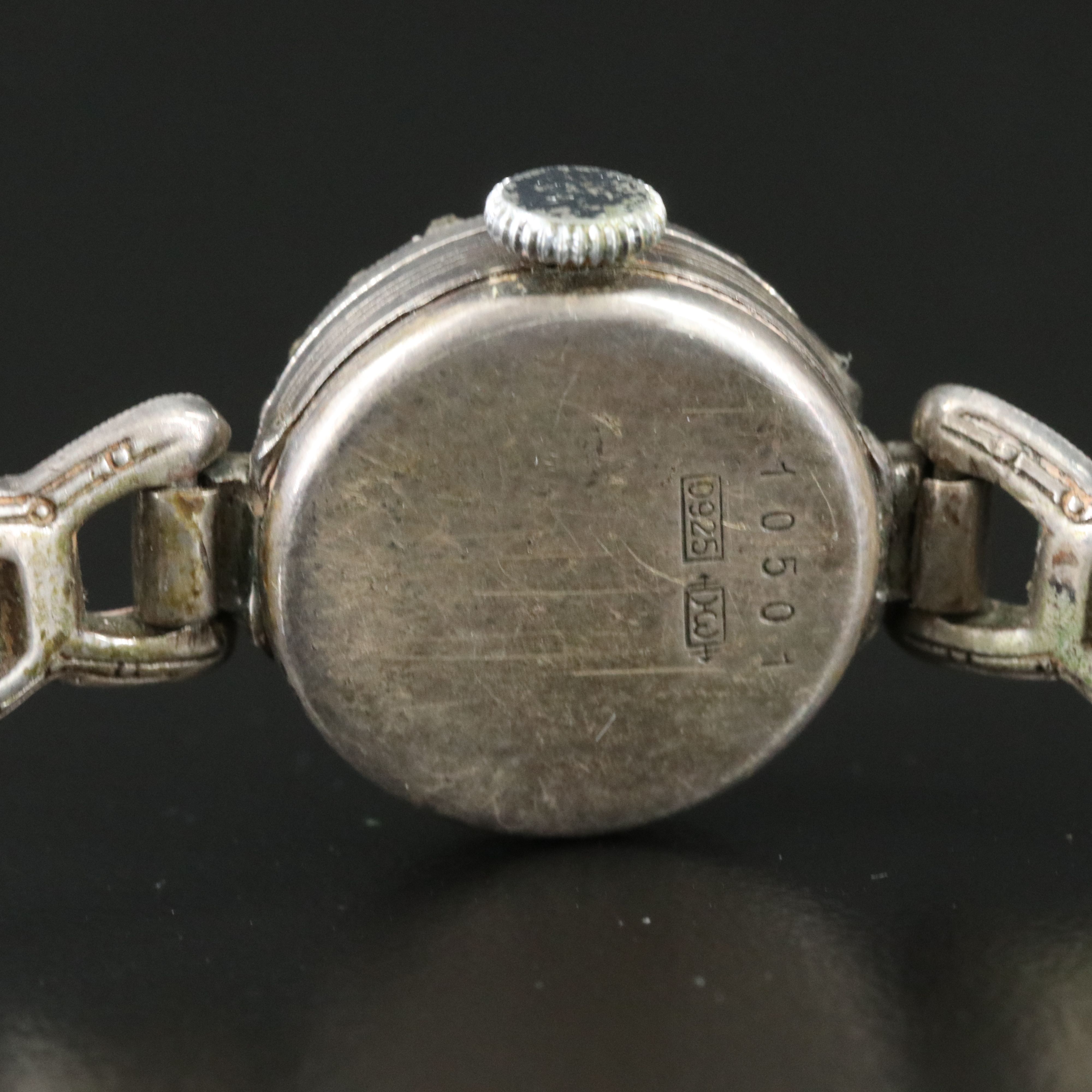 Sterling Silver Hidden Dial Rhinestone Covered 17mm Mechanical Watch | EBTH