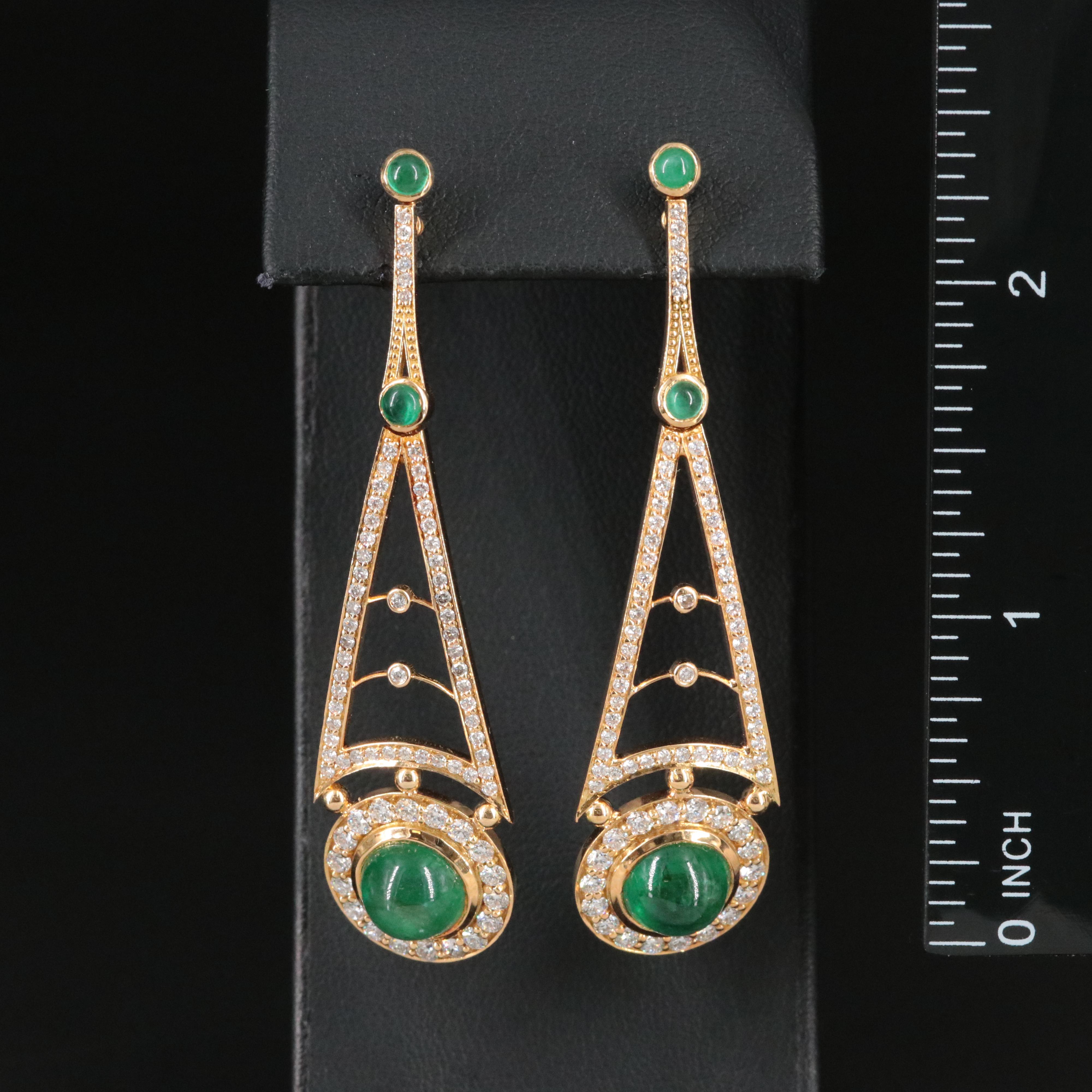 18K 6.80 CTW Emerald and 2.66 CTW Diamond Pendulum Earrings | EBTH
