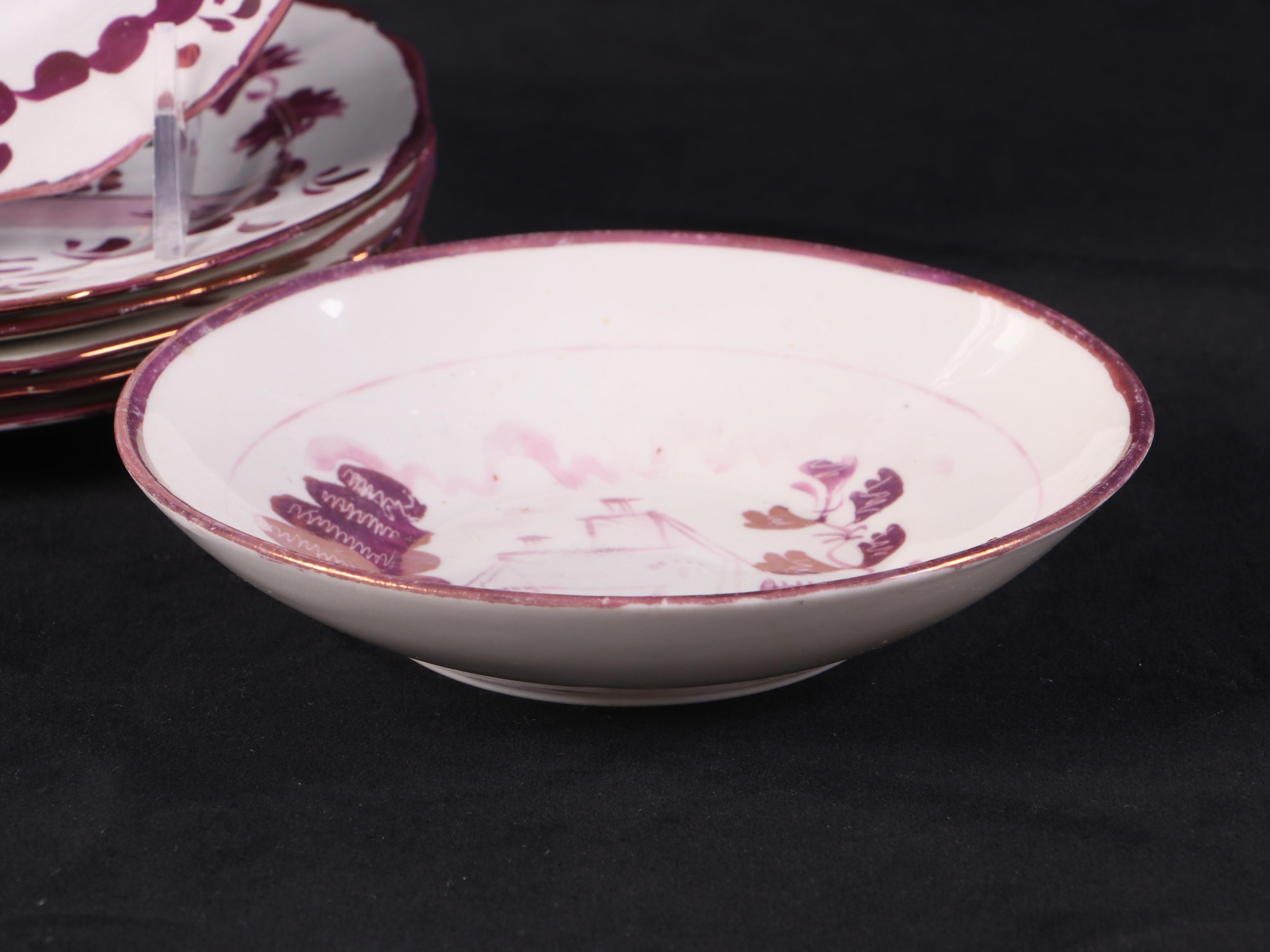 Pink Lusterware Ceramic Tea Pot, Saucers and More | EBTH