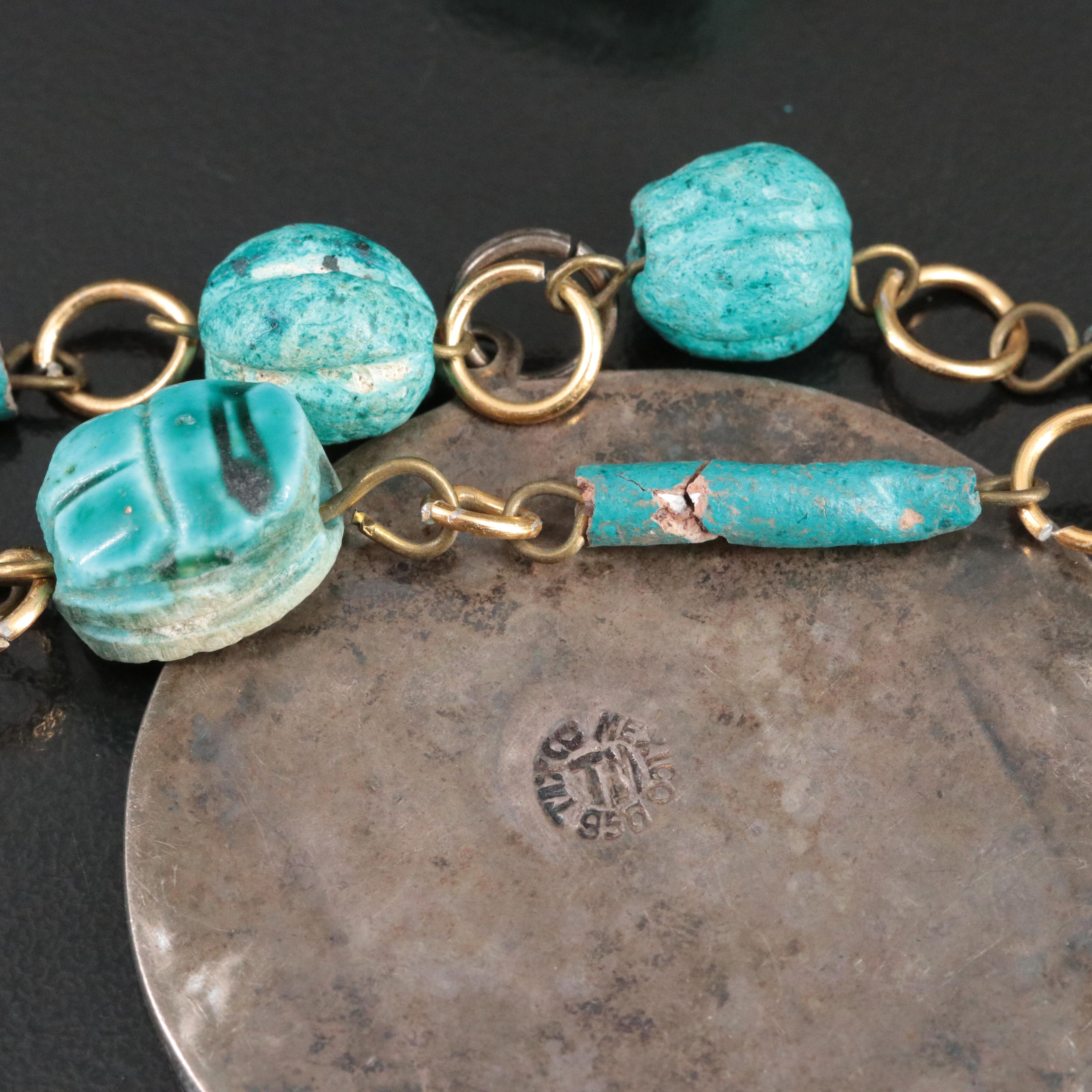 Sterling Turquoise Cuff and Egyptian Faience Scarabs Featured in ...