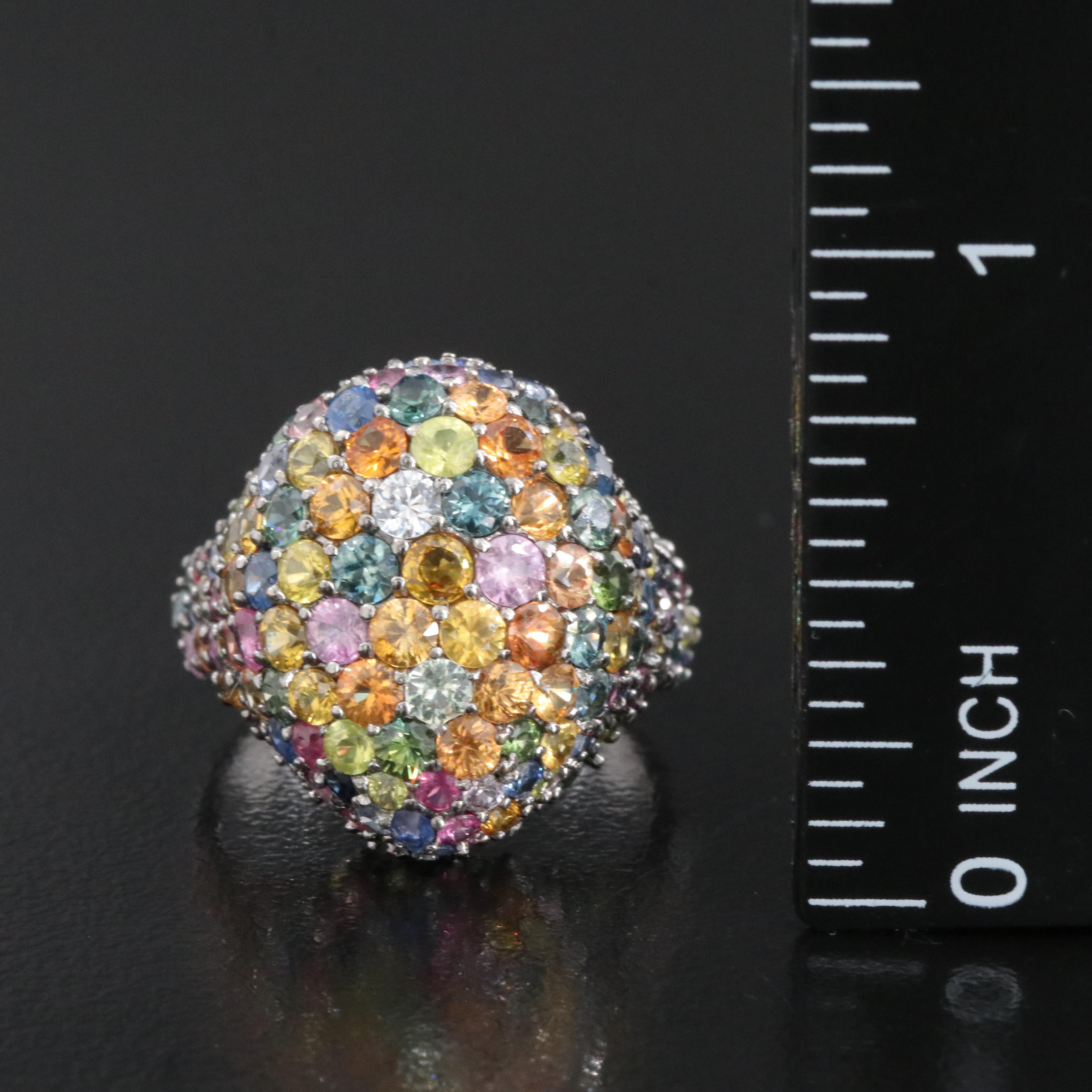 18K Sapphire and Ruby Dome Ring | EBTH