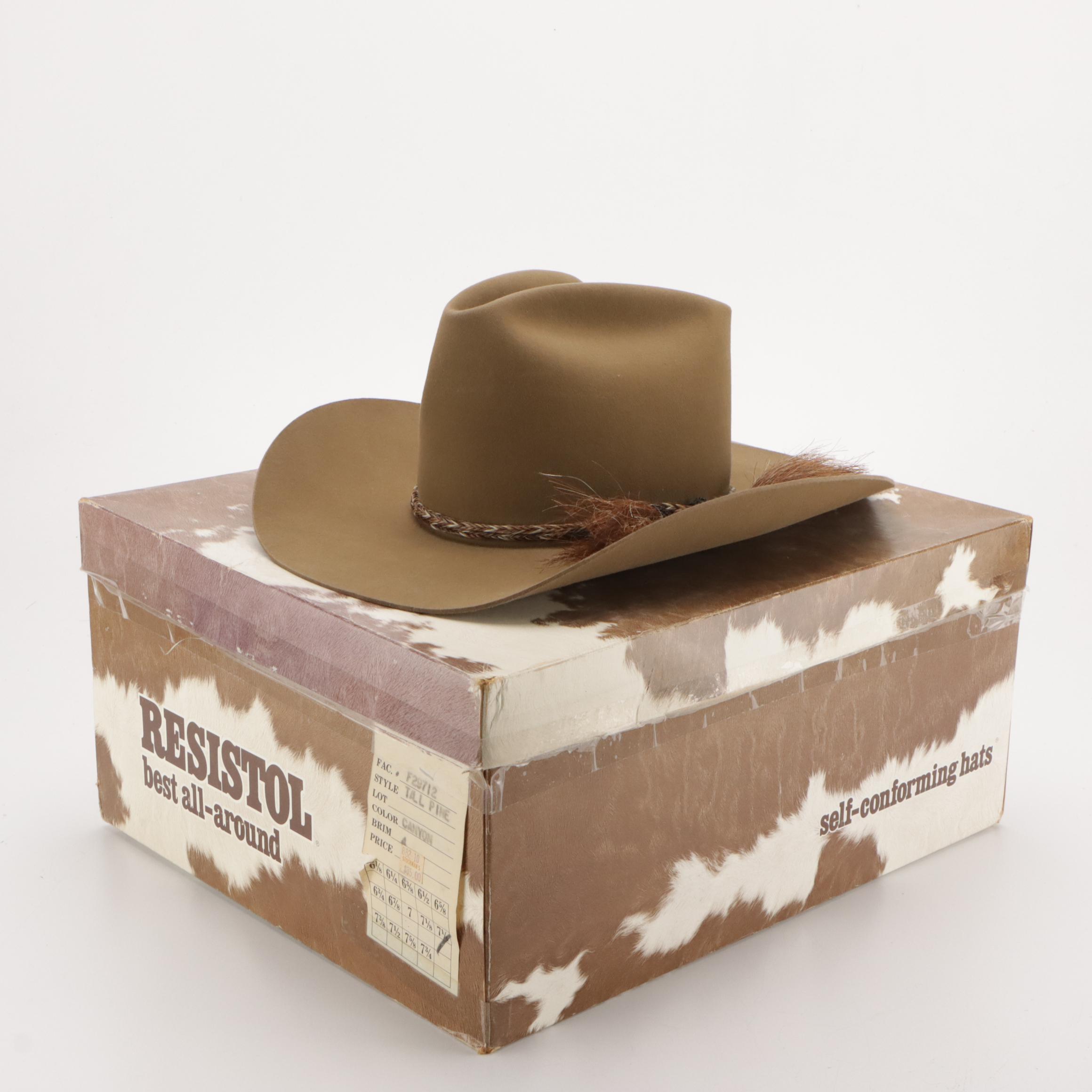 Resistol XXX Beaver Self Conforming Tall Pine Cowboy Hat in Canyon with Box | EBTH