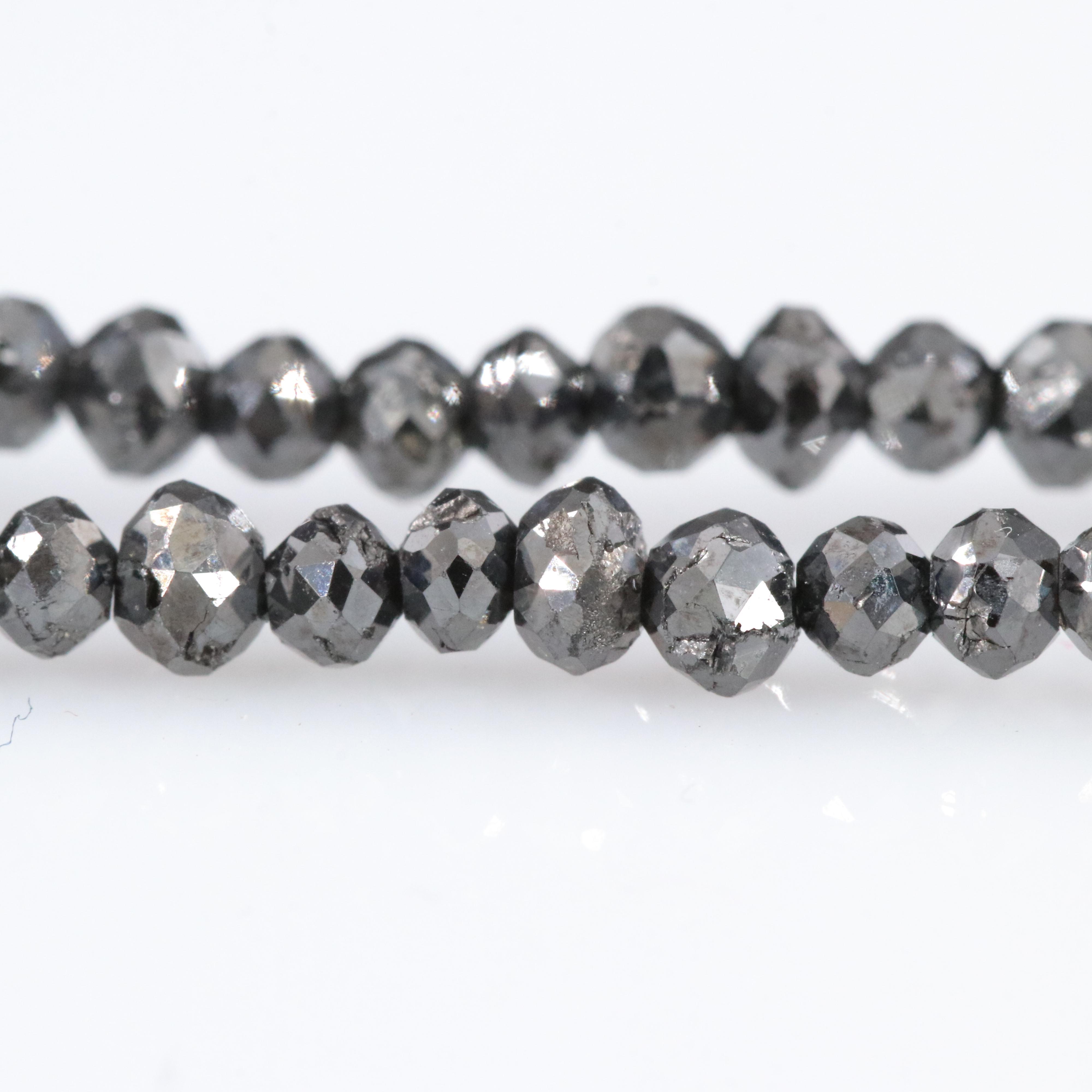 14K Fancy Black Diamond Bead Necklace with 1.20 CTW Diamond Stations | EBTH