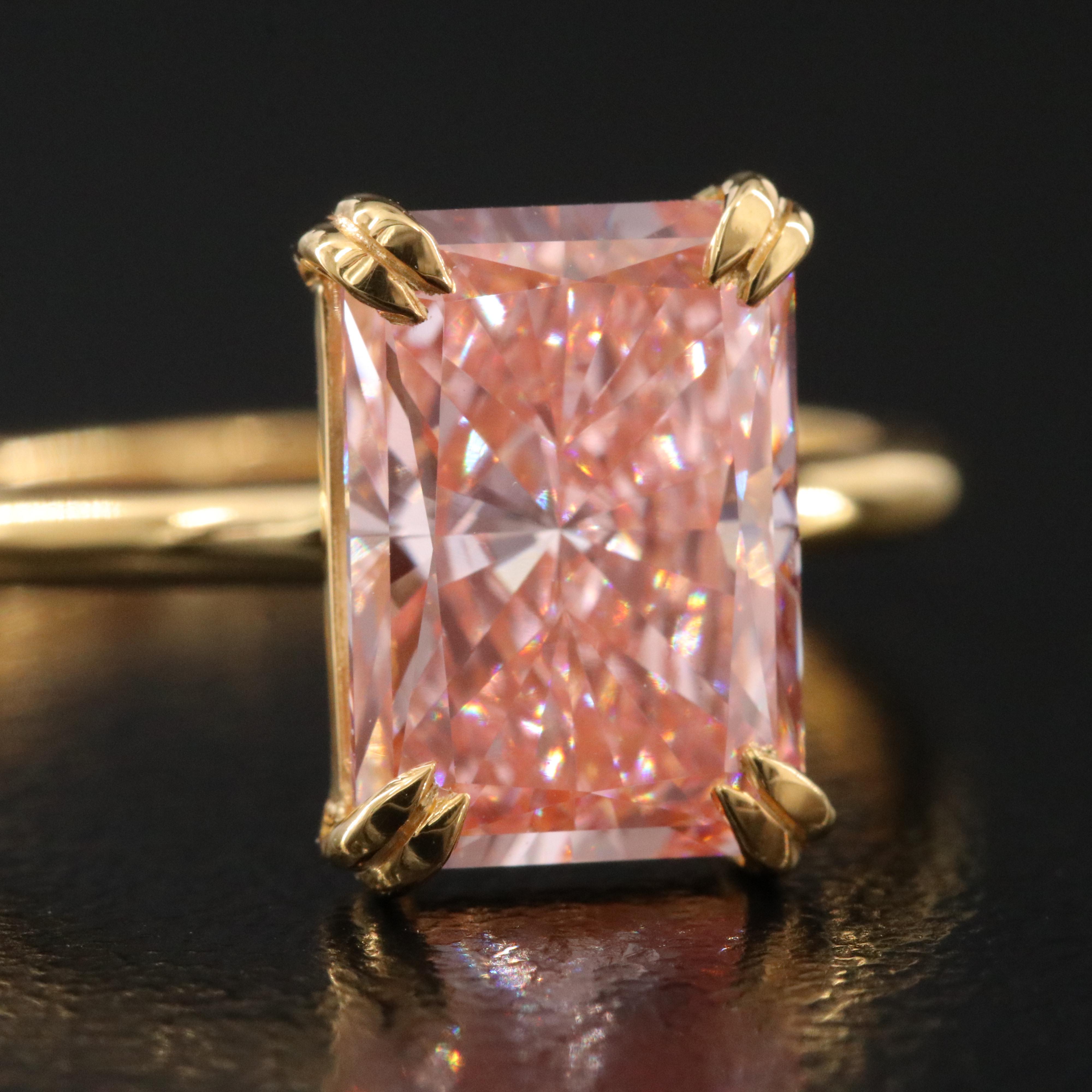 18K 3.04 CT Lab Grown Fancy Pink Diamond Solitaire Ring with IGI Report ...