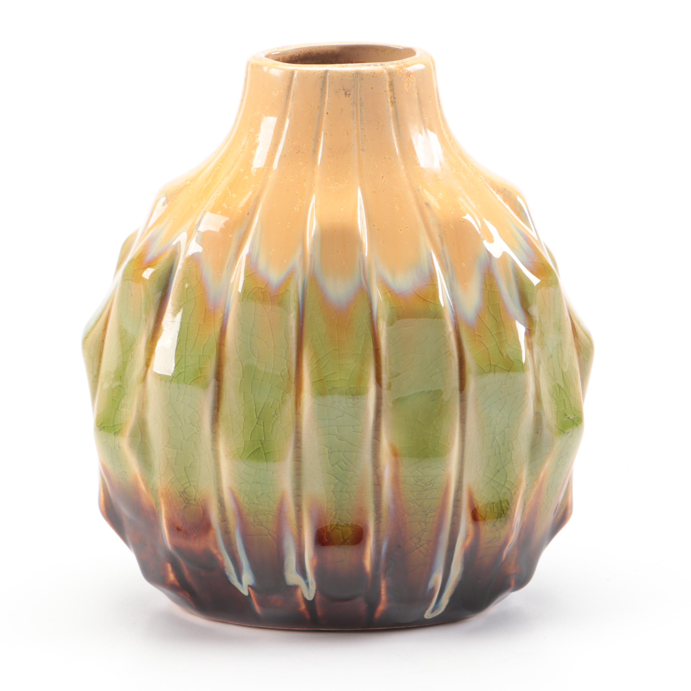 Mid Century Modern Style Ceramic Ribbed Vase | EBTH