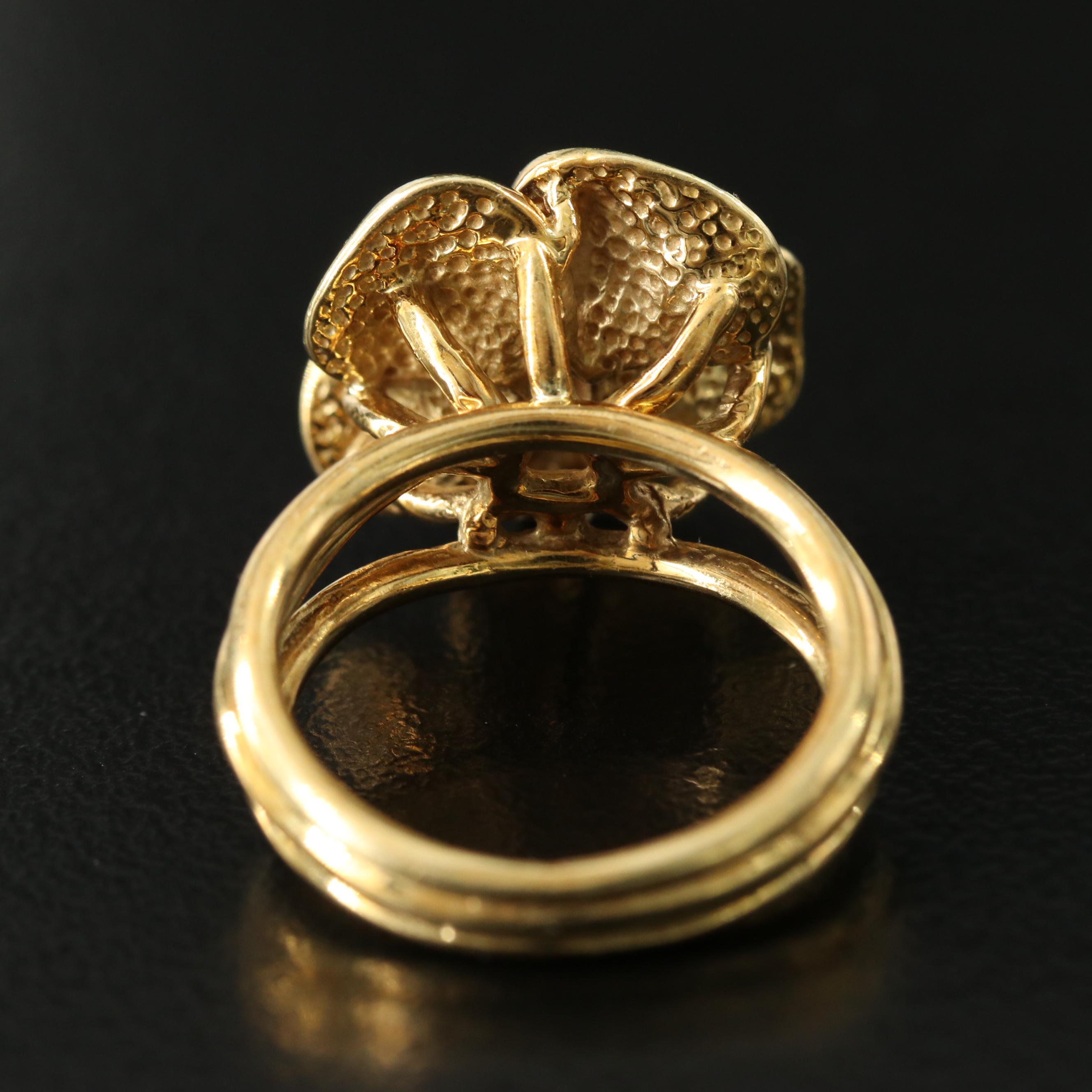 18K Diamond and Enamel Pansy Ring | EBTH