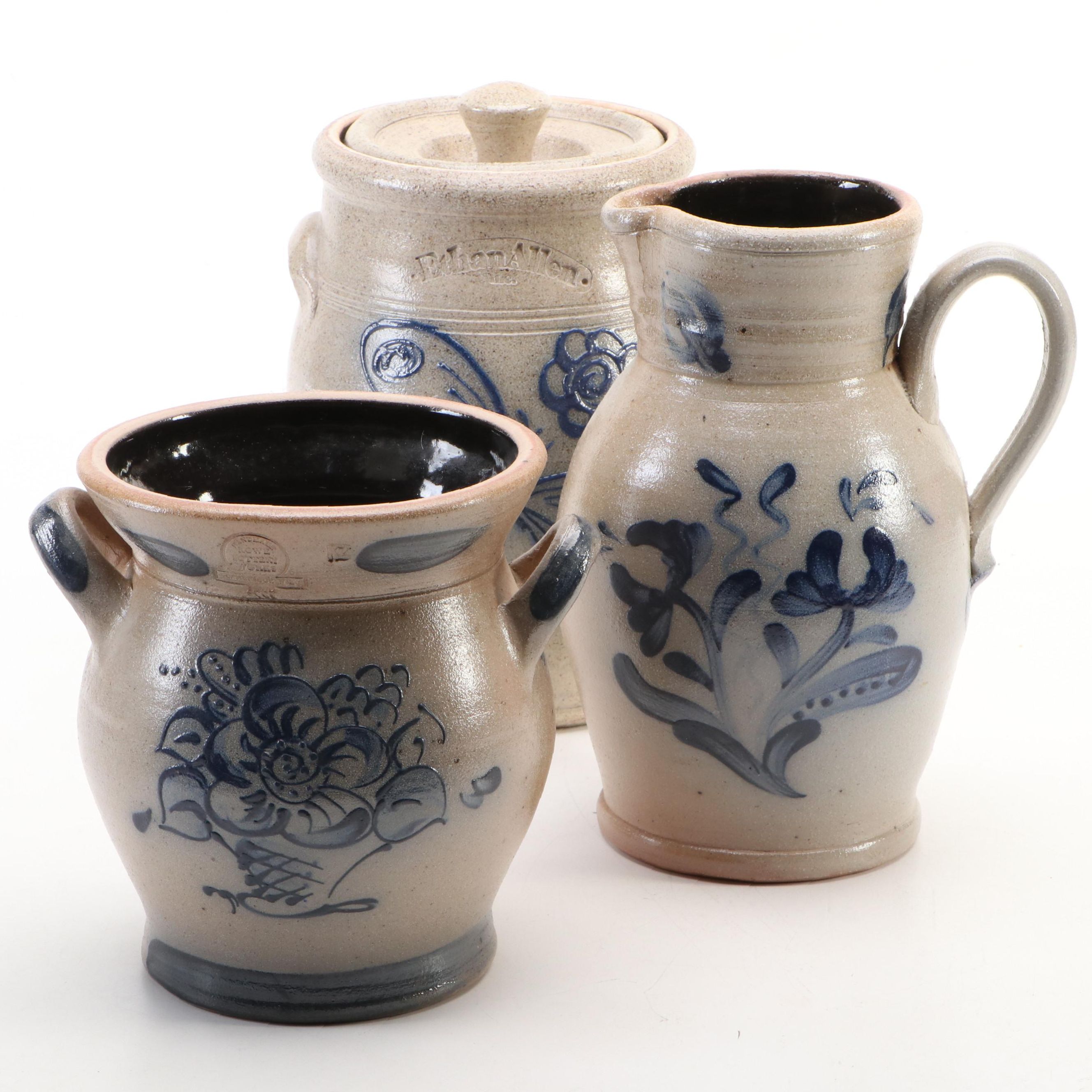 Rowe Pottery Works Salt Glazed Stoneware Pitcher and Vase with Jar ...