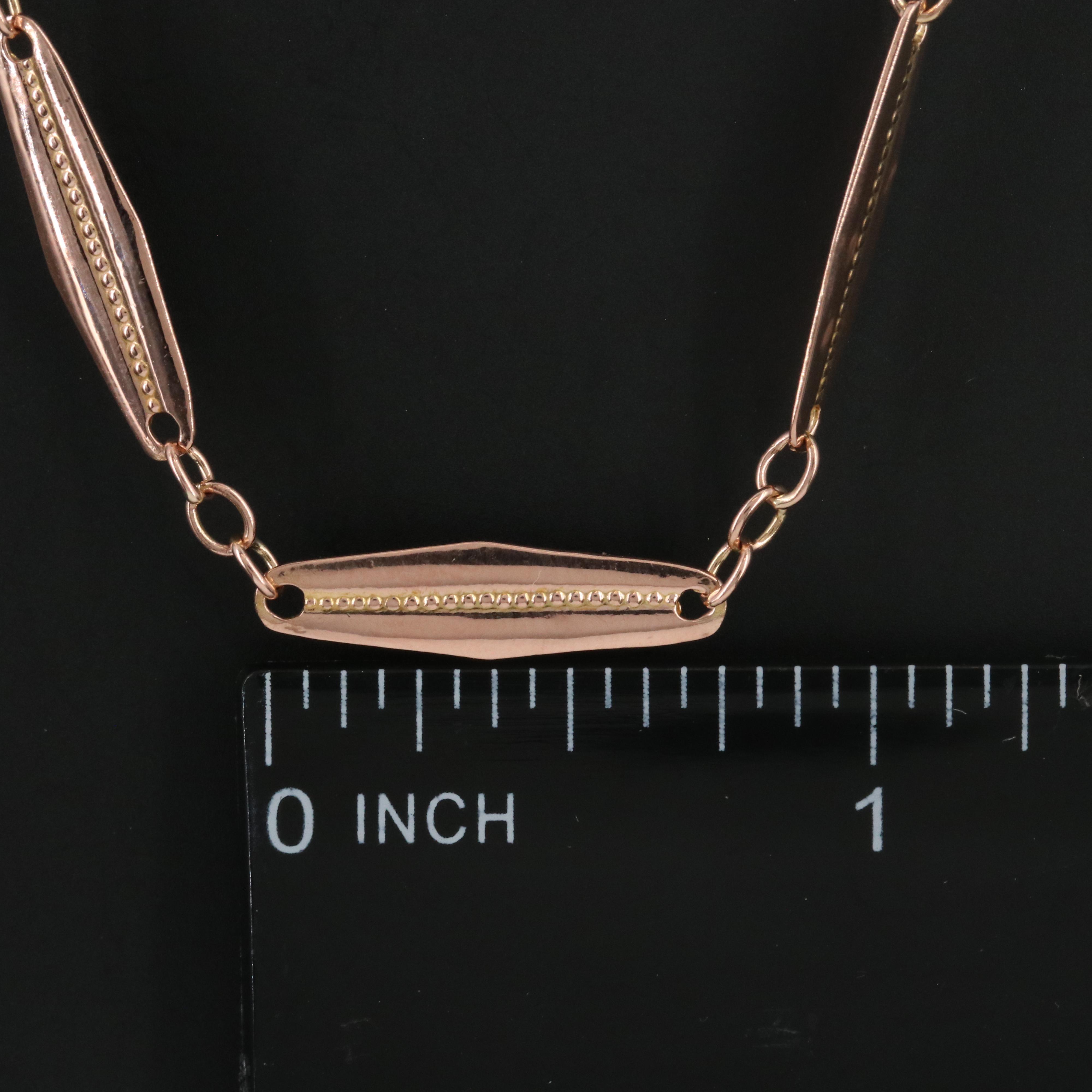 14K Rose Gold Bar Link Necklace | EBTH