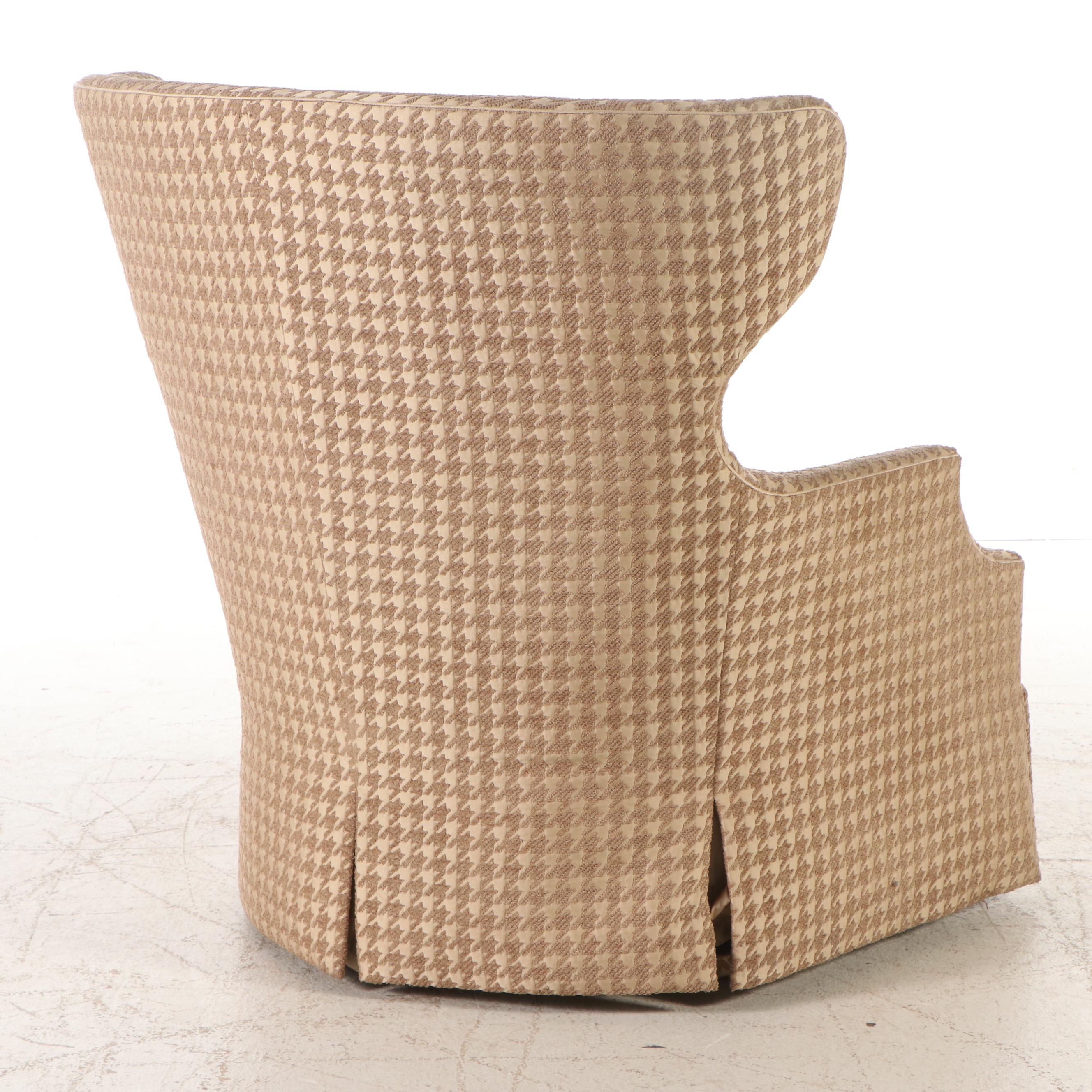 Marge Carson Upholstered Houndstooth Wingback Armchair | EBTH